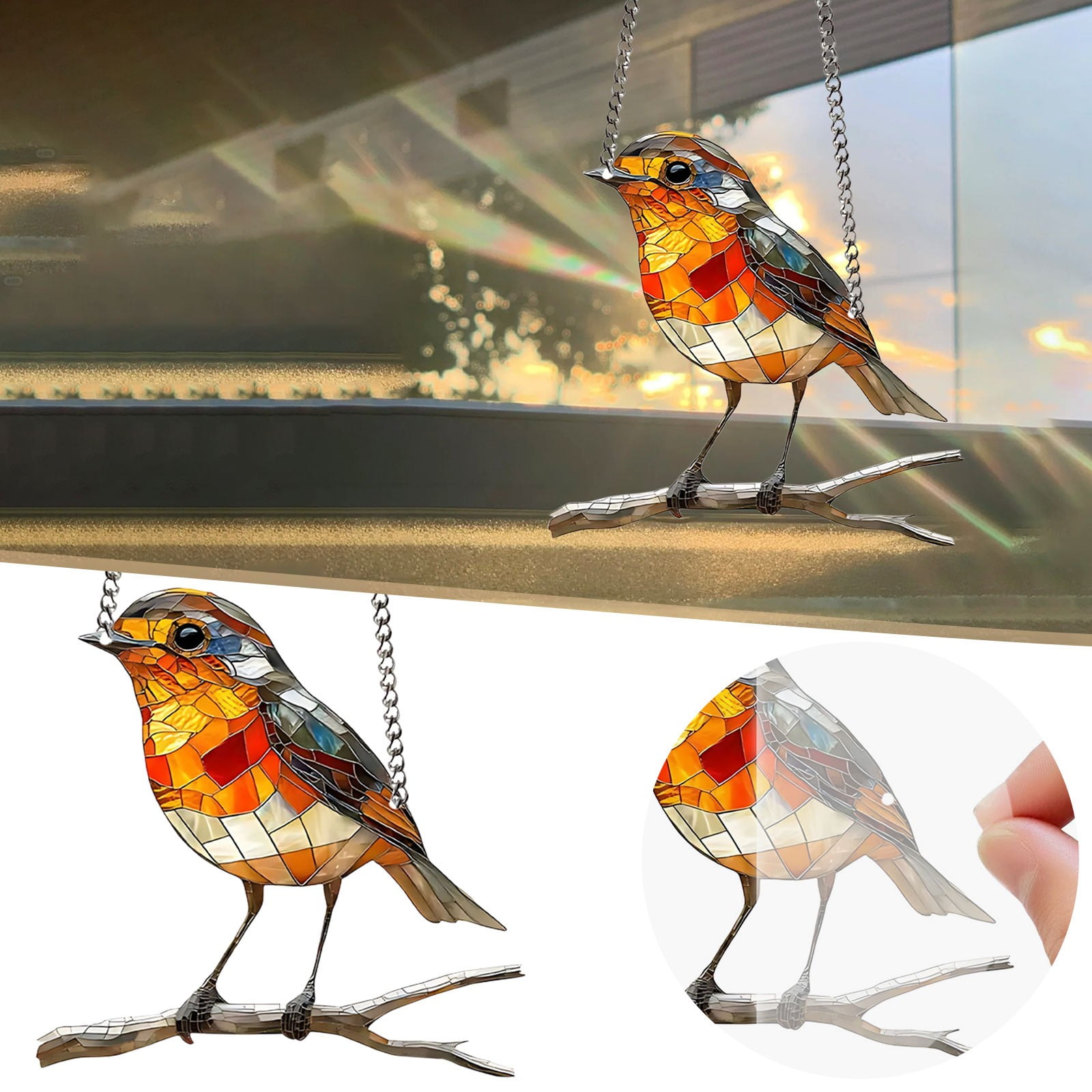 HZJYIJ Clearance! Robin Bird Suncatchers for Window Hanging, 2D ...