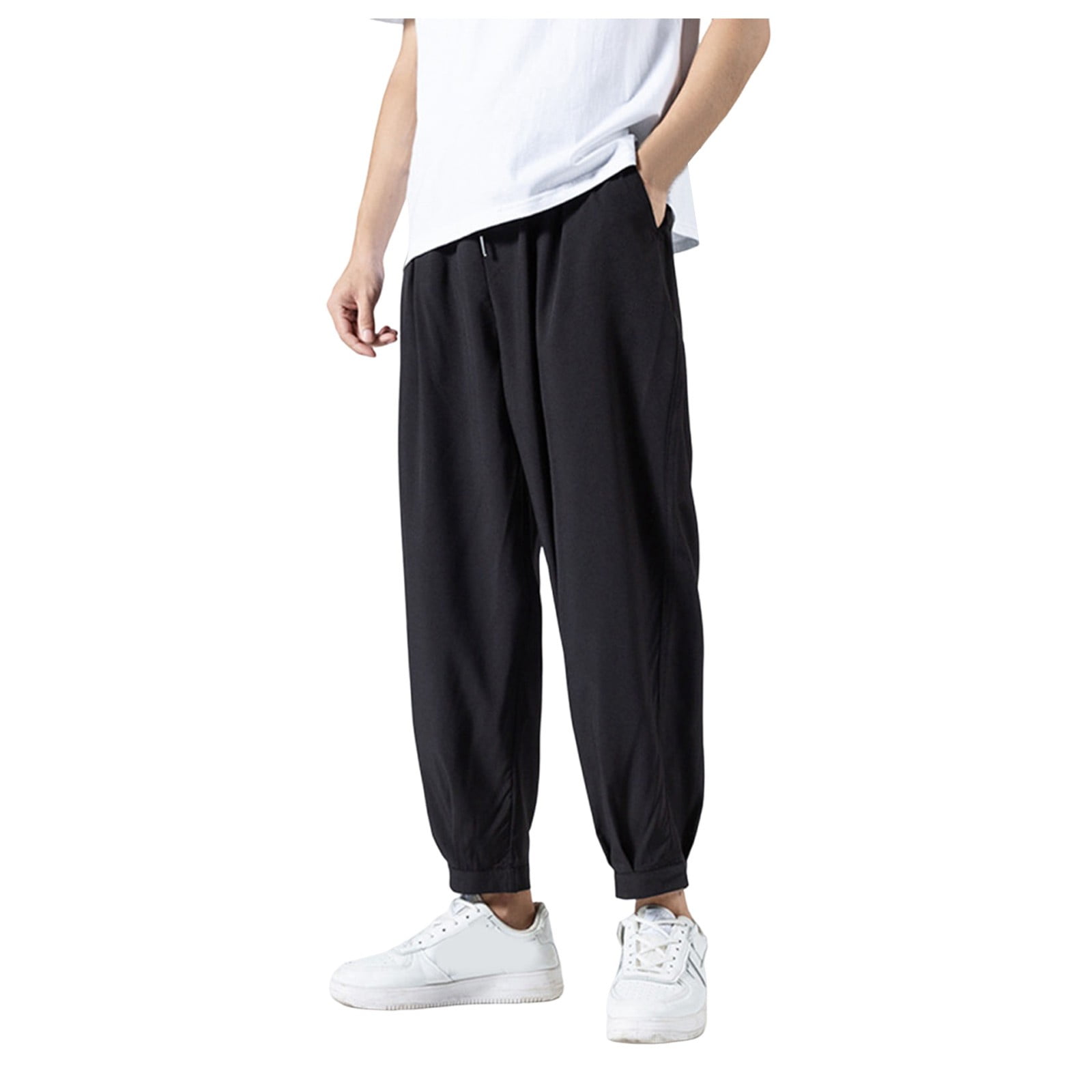HZLPFO Mens Pants Men's Athletic Fit Casual Stretch Pants Black.M ...