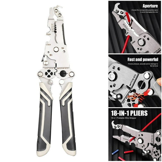 HZLXW 1/2Pcs 18-in-1 Wire Stripper Tool Foldable Professional Wire ...