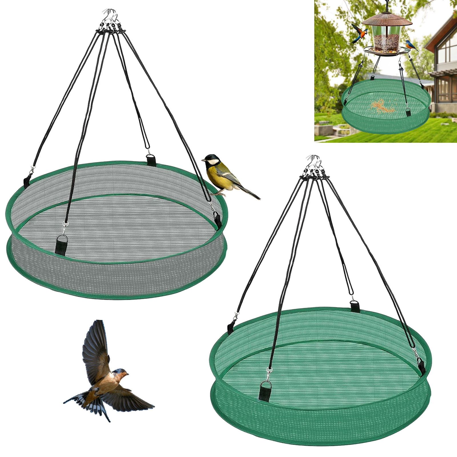 HZLXW 1/2Pcs Birds Feeding Network Mesh Trap for Hanging Birds Feeder ...