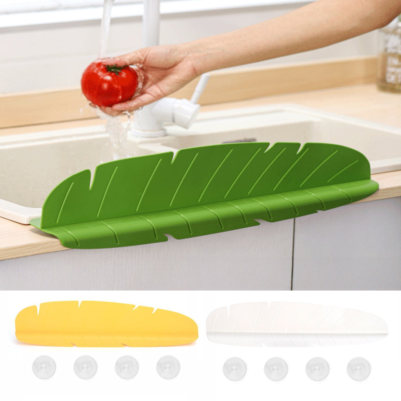 HZLXW 1/2Pcs Leaf Shape Sink Splash Guard with Suction Cups Vegetable ...