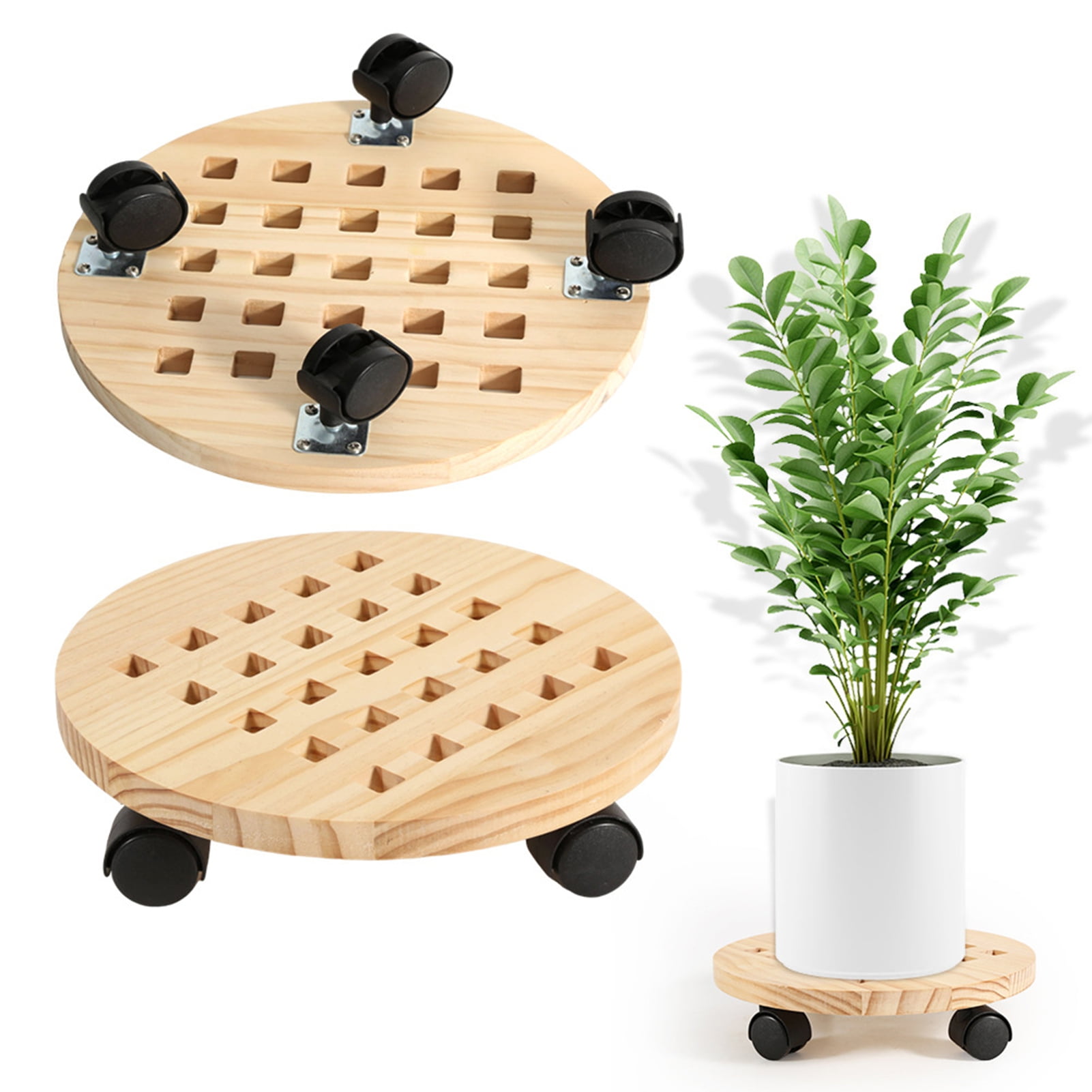HZLXW 1/2Pcs Mobile Flower Pot Tray with Universal Wheel Design Sturdy ...