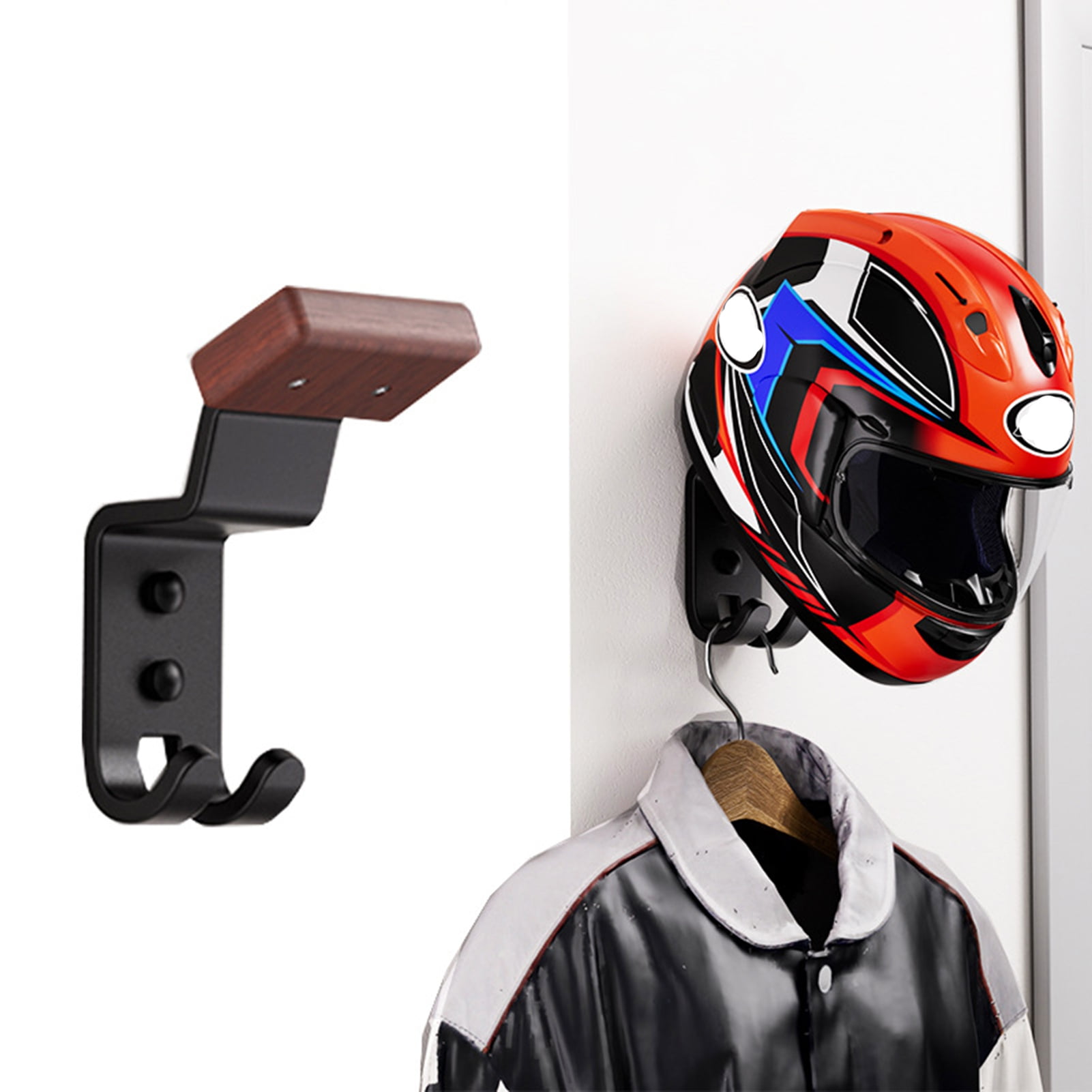 HZLXW 1/2Pcs Wall-Mounted Motorcycle Helmet Stand with Dual Hook Sturdy ...