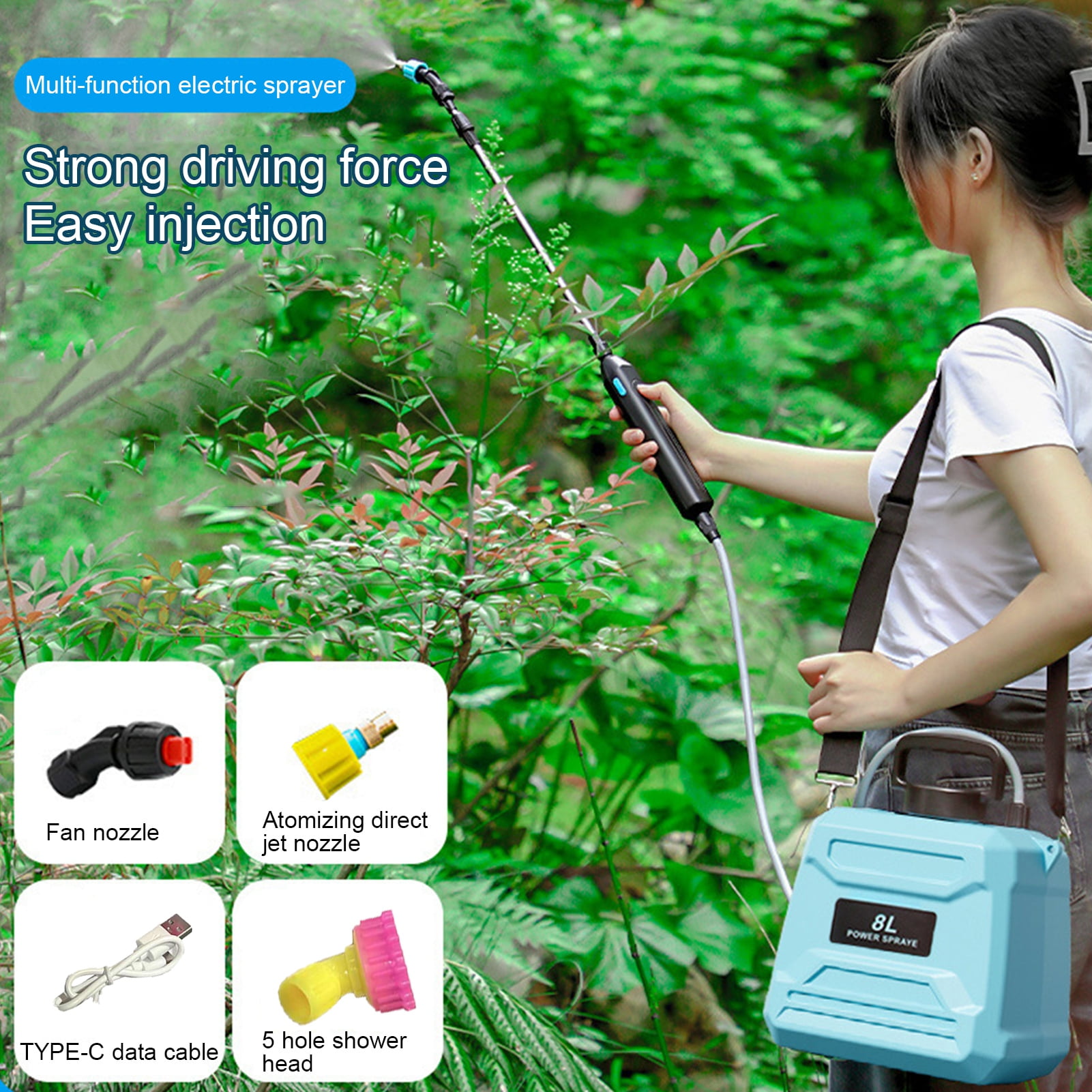 HZLXW 1.3 Gallon/2.1 Gallon Electric Sprayer Built-in 18650mAh ...