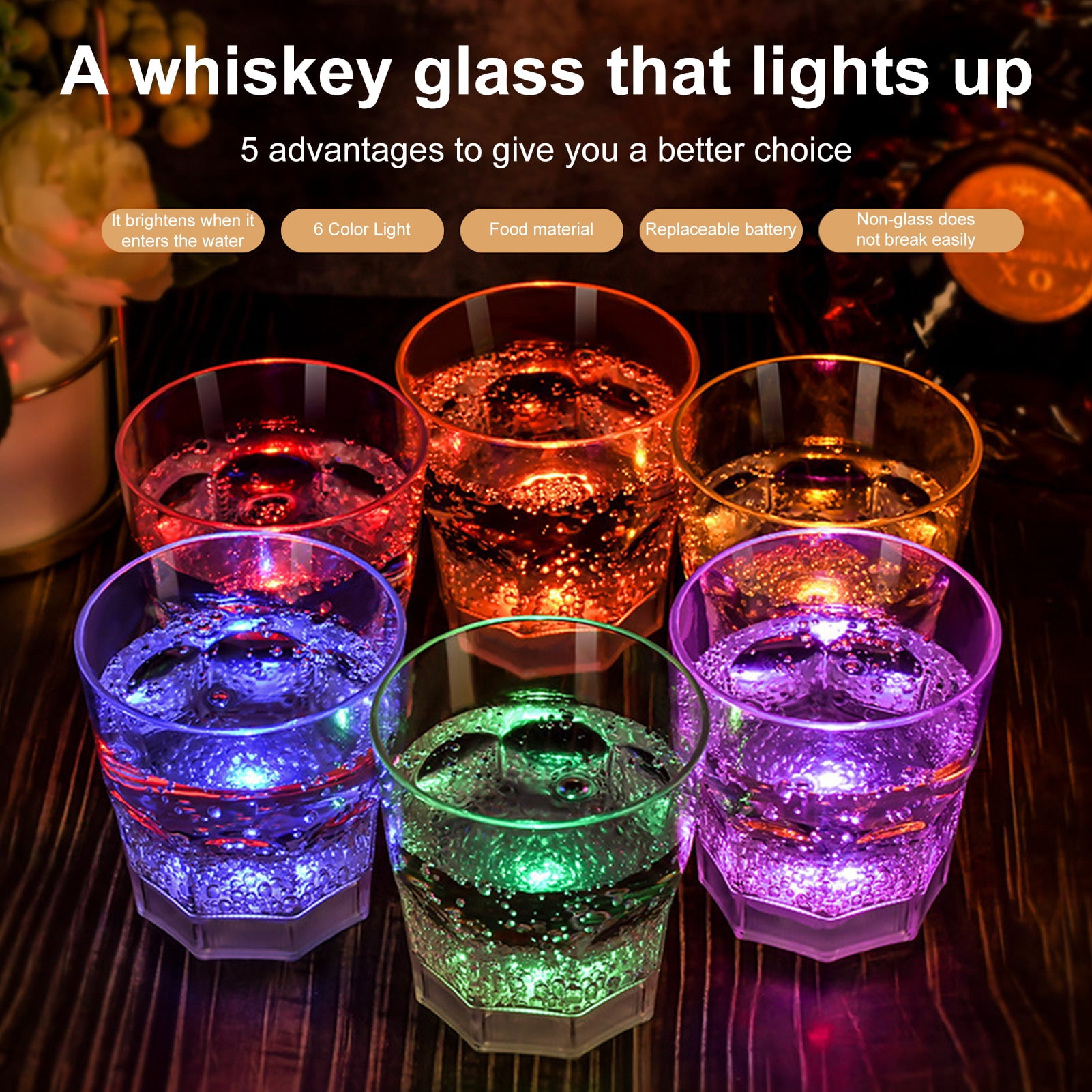 HZLXW 1/6Pcs Light Up Shot Glasses LED Light Up Whiskey Glasses for ...