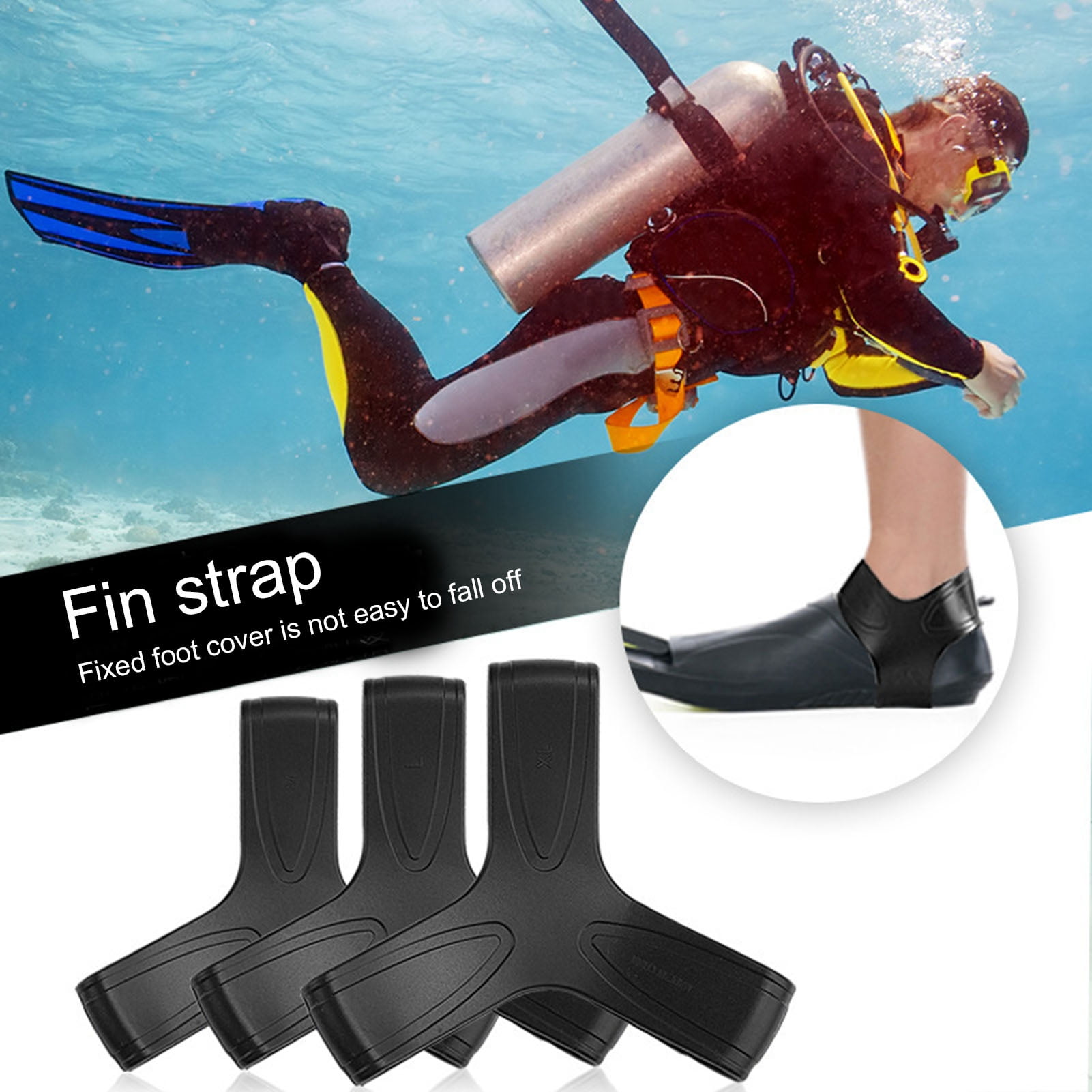 HZLXW 1 Pair Foot Flippers Fin Keepers Grippers Straps Swimming ...