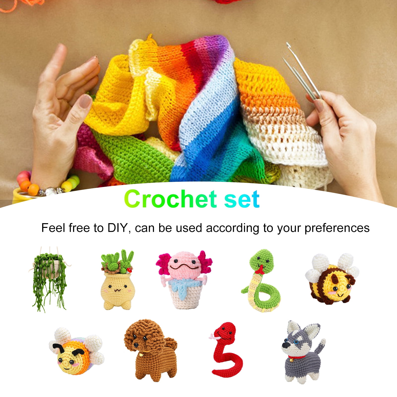 HZLXW 1 Set Crochet Kit DIY Bee Doll Crochet Starter Kit Complete ...