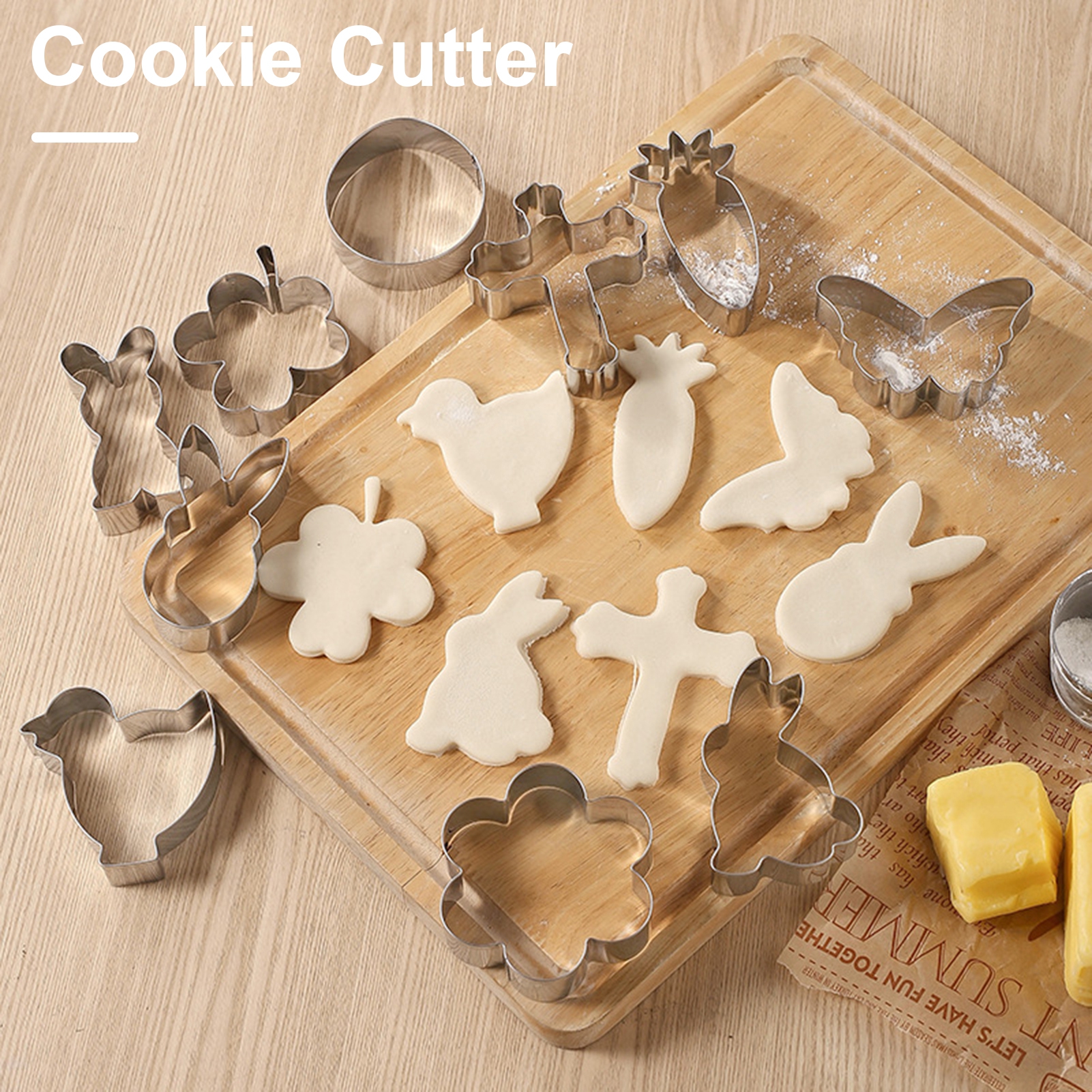 HZLXW 10Pcs Stainless Steel Cookie Cutter Set Cheese Slicer Muffin ...