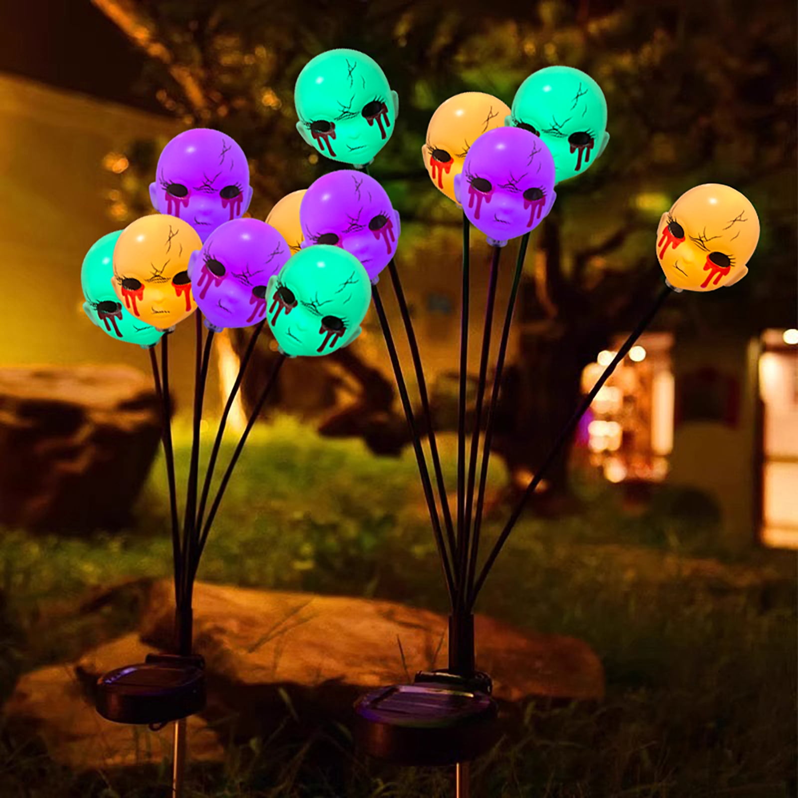 HZLXW 2 Pcs Solar Halloween Light Long-lasting Waterproof Outdoor ...