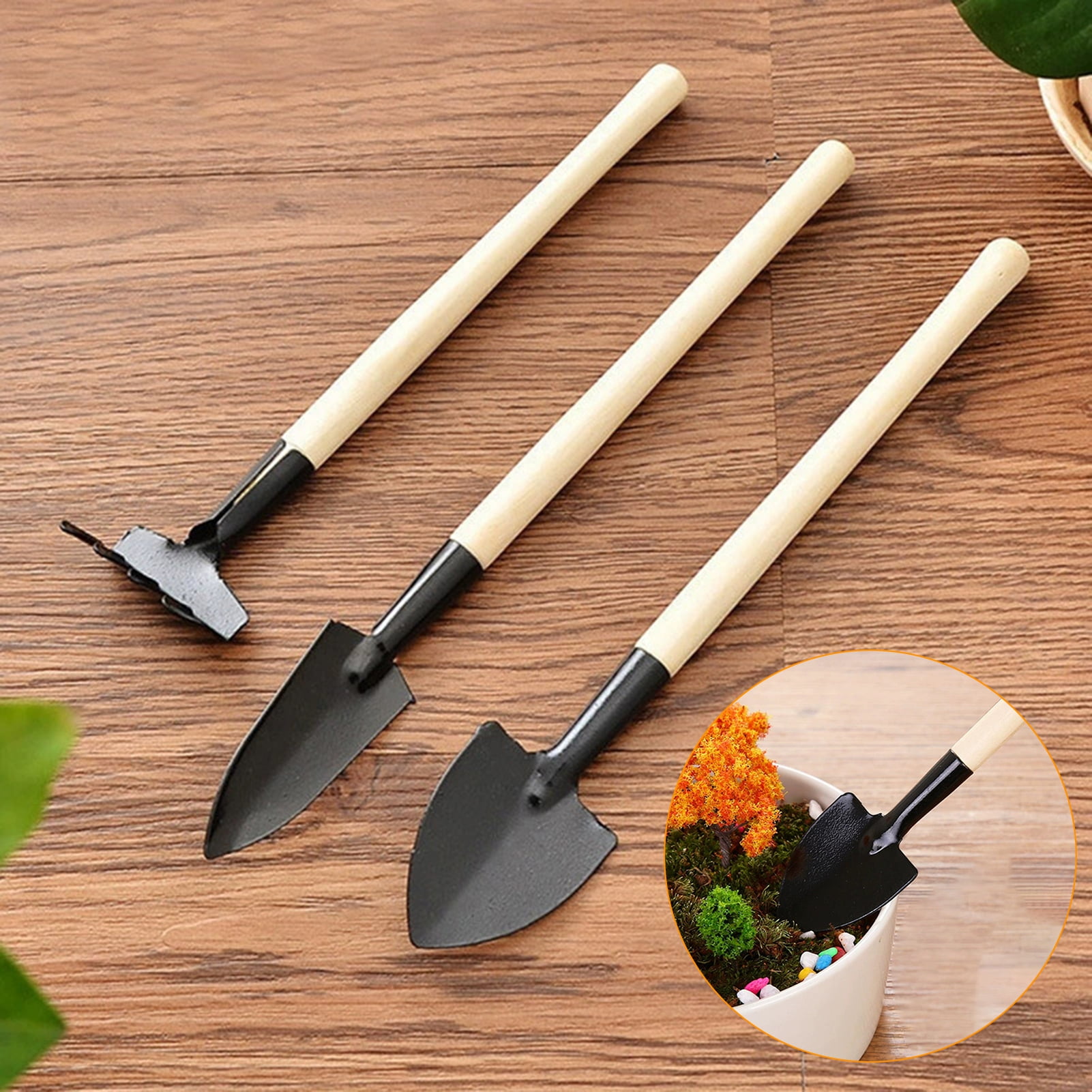 HZLXW 2 Sets Mini Gardening Tools Kids Metal Trowel with Wooden Handle ...