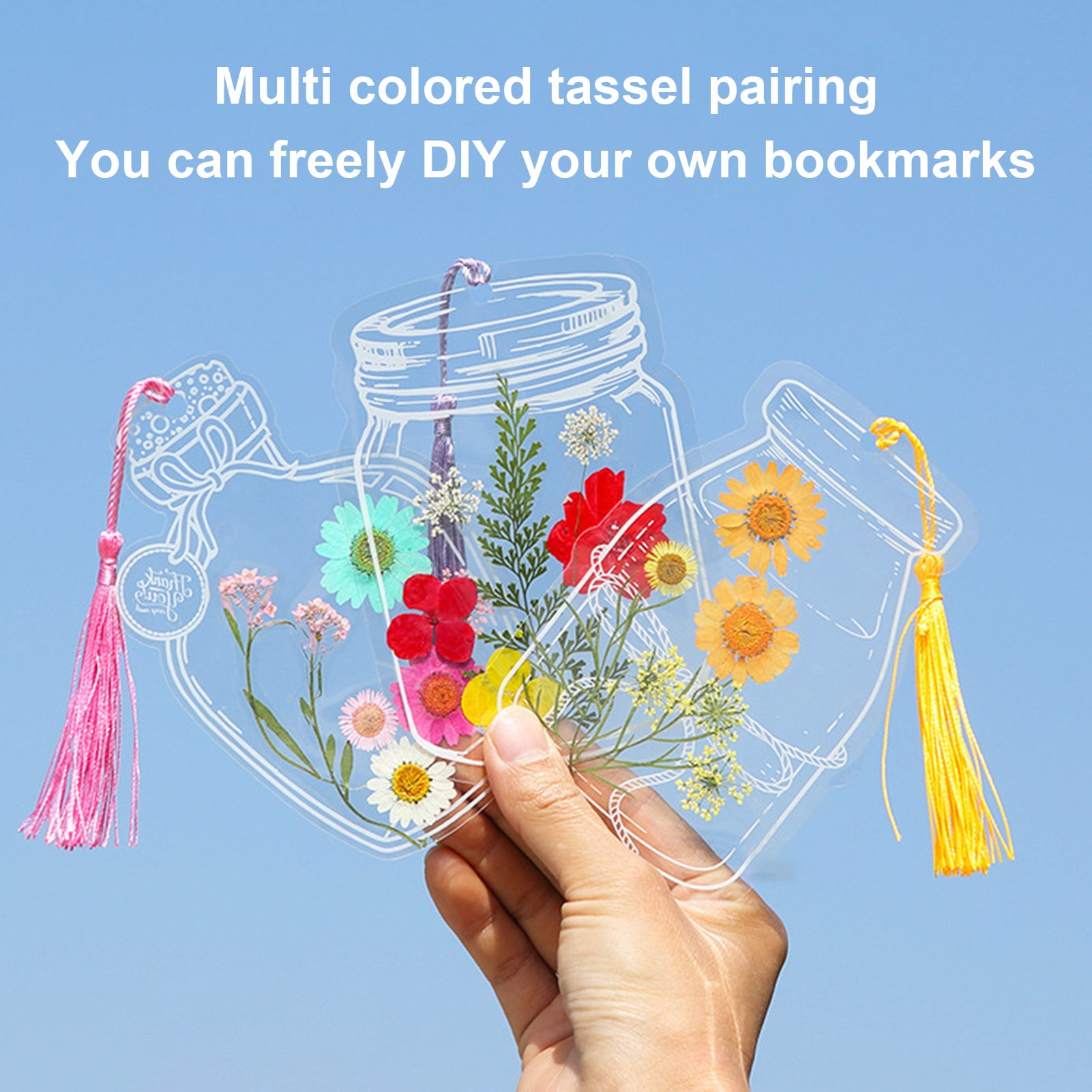 HZLXW 20Pcs DIY Transparent Dried Flower Bookmarks Handmade Clear ...