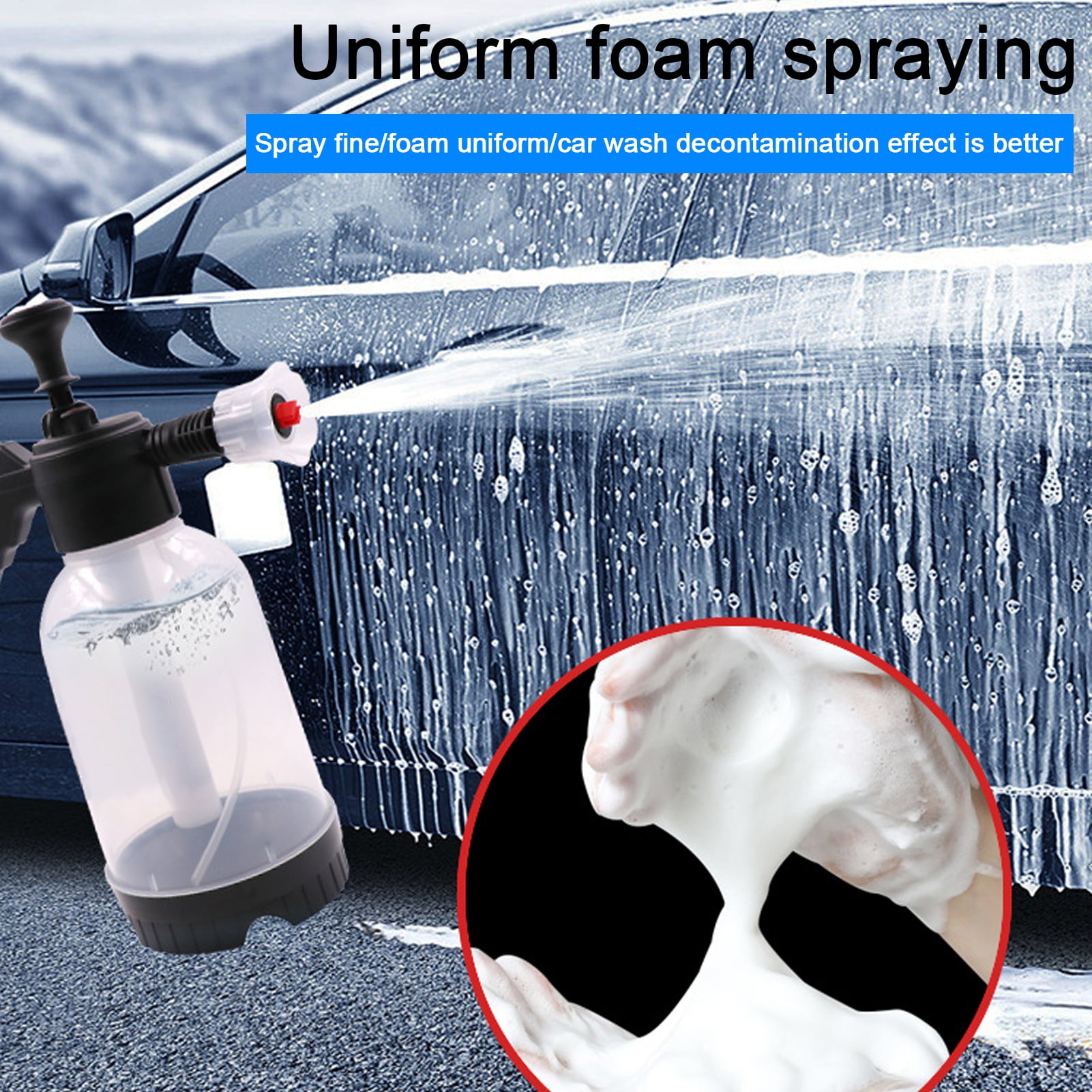 HZLXW 2L Hand Pump Foam Sprayer Car Wash Foam Pump Sprayer with Two ...