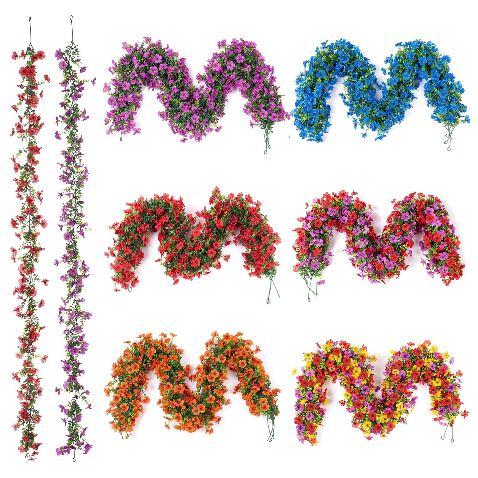 HZLXW 2Pcs 175CM Artificial Violet Garland with Eucalyptus Leaves ...