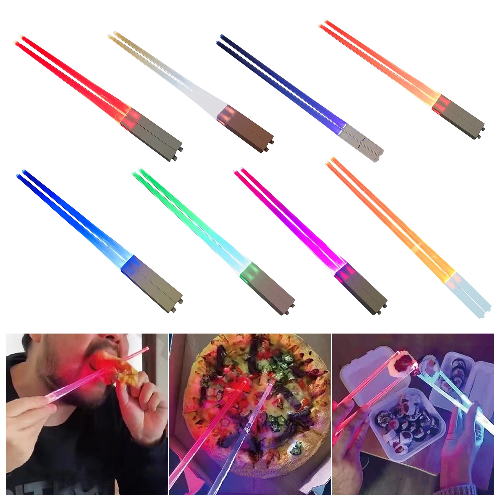 HZLXW 2Pcs LED Lightsaber Chopsticks with LR41 Batteries Luminous ...