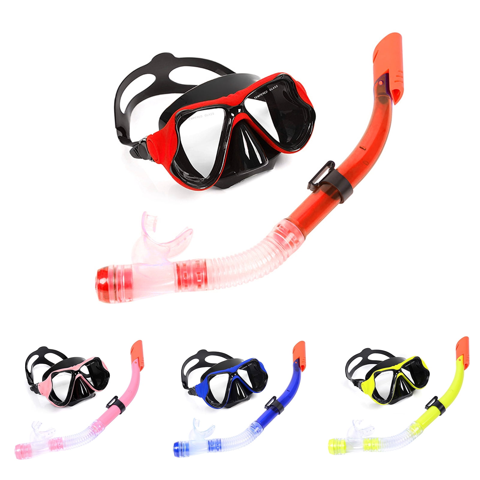 HZLXW 2Pcs/Set Dry Snorkel Set Anti-fog Adjustable Strap Tempered Glass ...