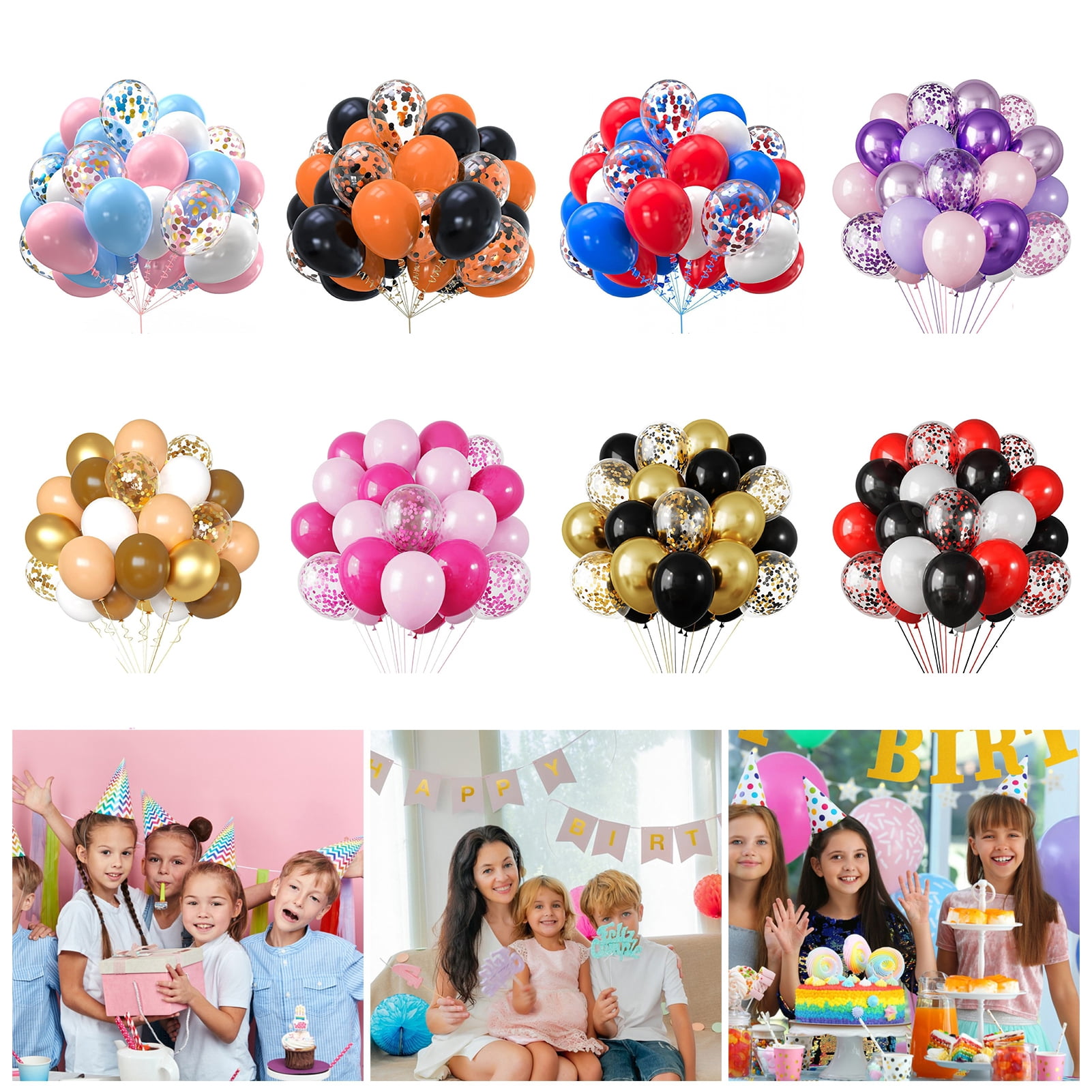 HZLXW 30 Pcs 12inch Metallic Balloons Chrome Latex Balloon with Ribbon ...