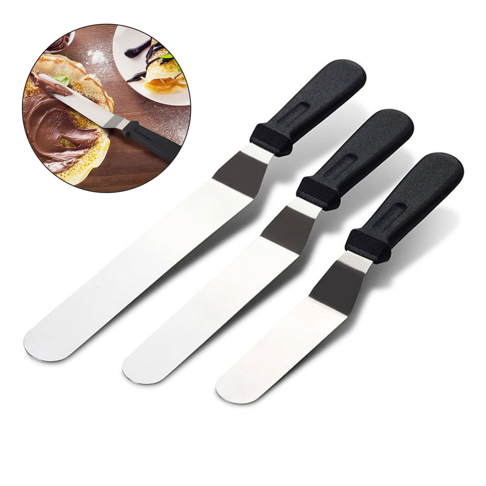 HZLXW 3Pcs Icing Spatula Set Stainless-Steel Offset Spatula Angled Cake ...