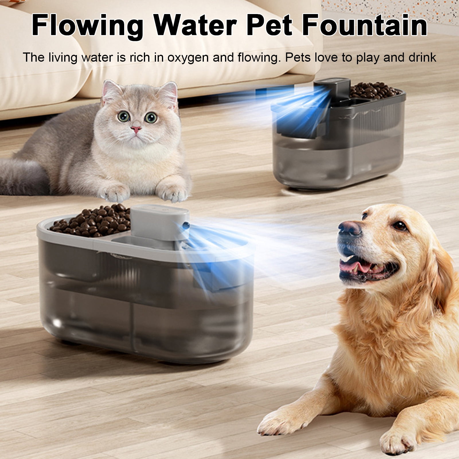 HZLXW 4.5L Automatic Cat Water Fountain And Feeder 2-in-1 Cat Food ...