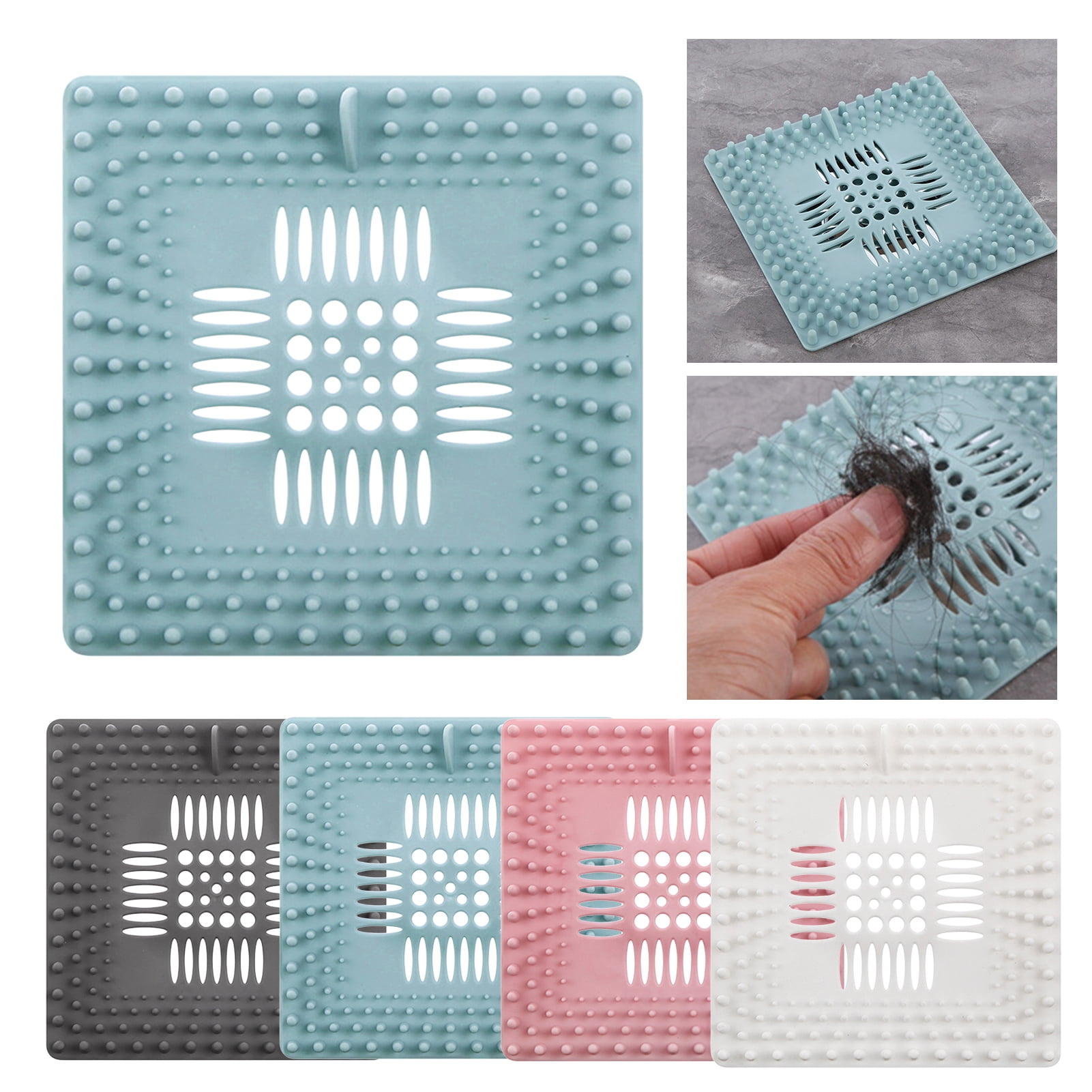 HZLXW 4Pcs Shower Drain Hair Catcher Square Plastic Sink Strainer Anti ...