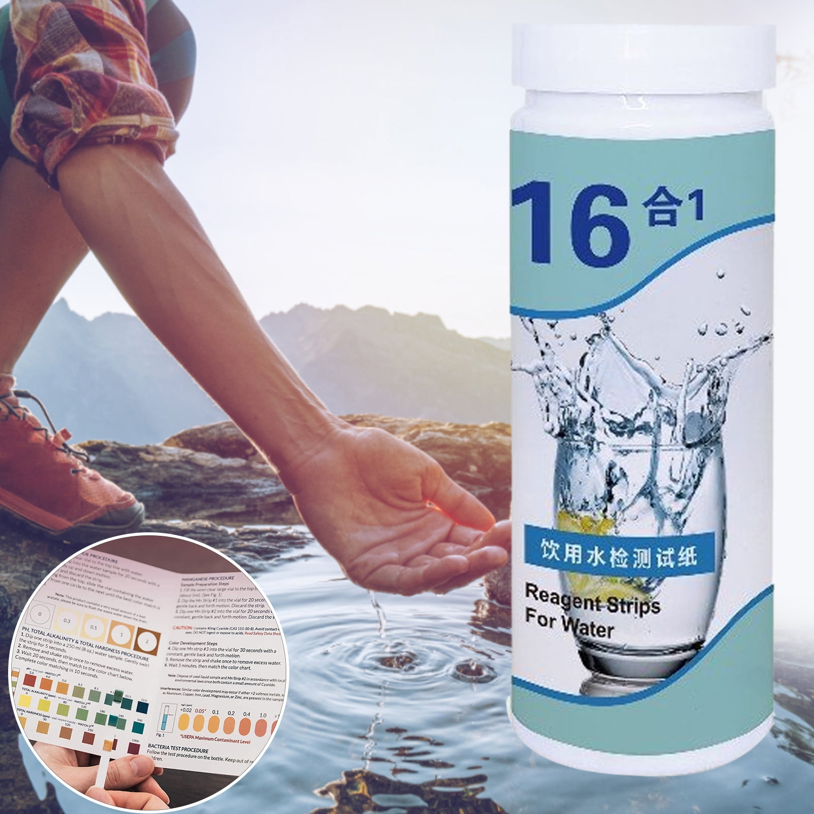 HZLXW 50/100 Pcs Water Test Strips 16-in-1 Drinking Water Test Kit Easy ...