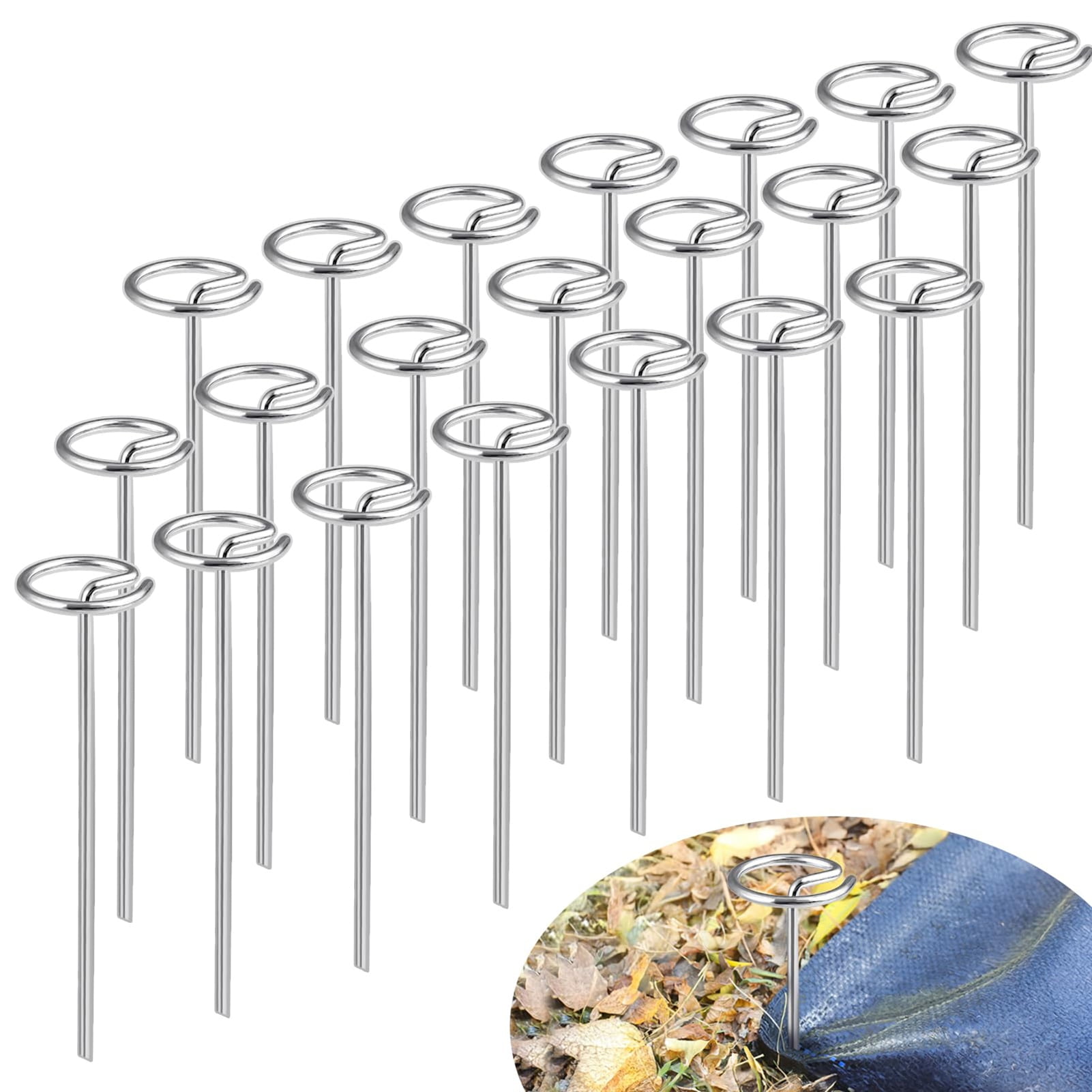 HZLXW 50 Pcs Circle Top Garden Stakes 6 Inch Landscape Fabric Stakes G ...