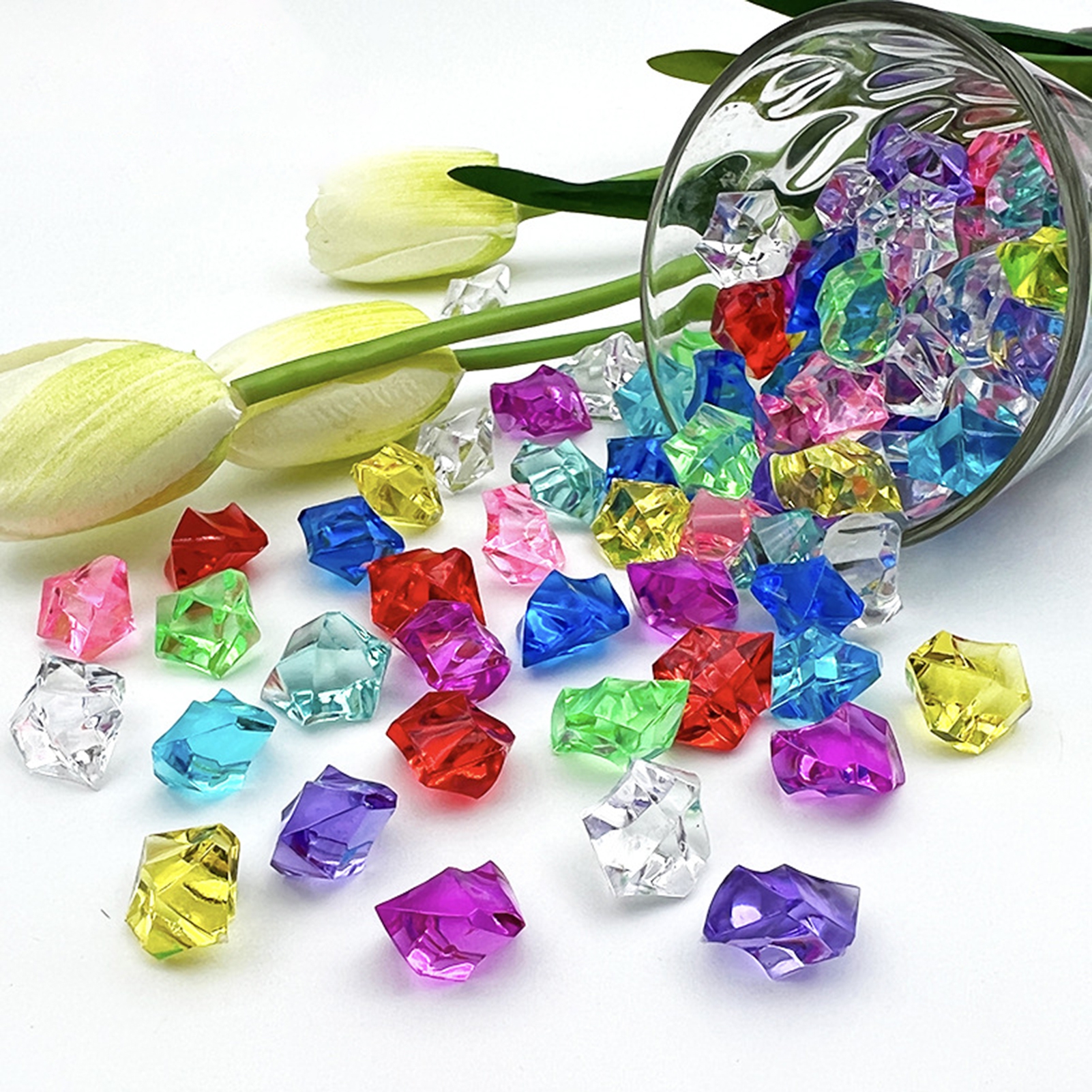 HZLXW 50Pcs Fake Acrylic Diamond Crystals Stereo Non-deformation ...