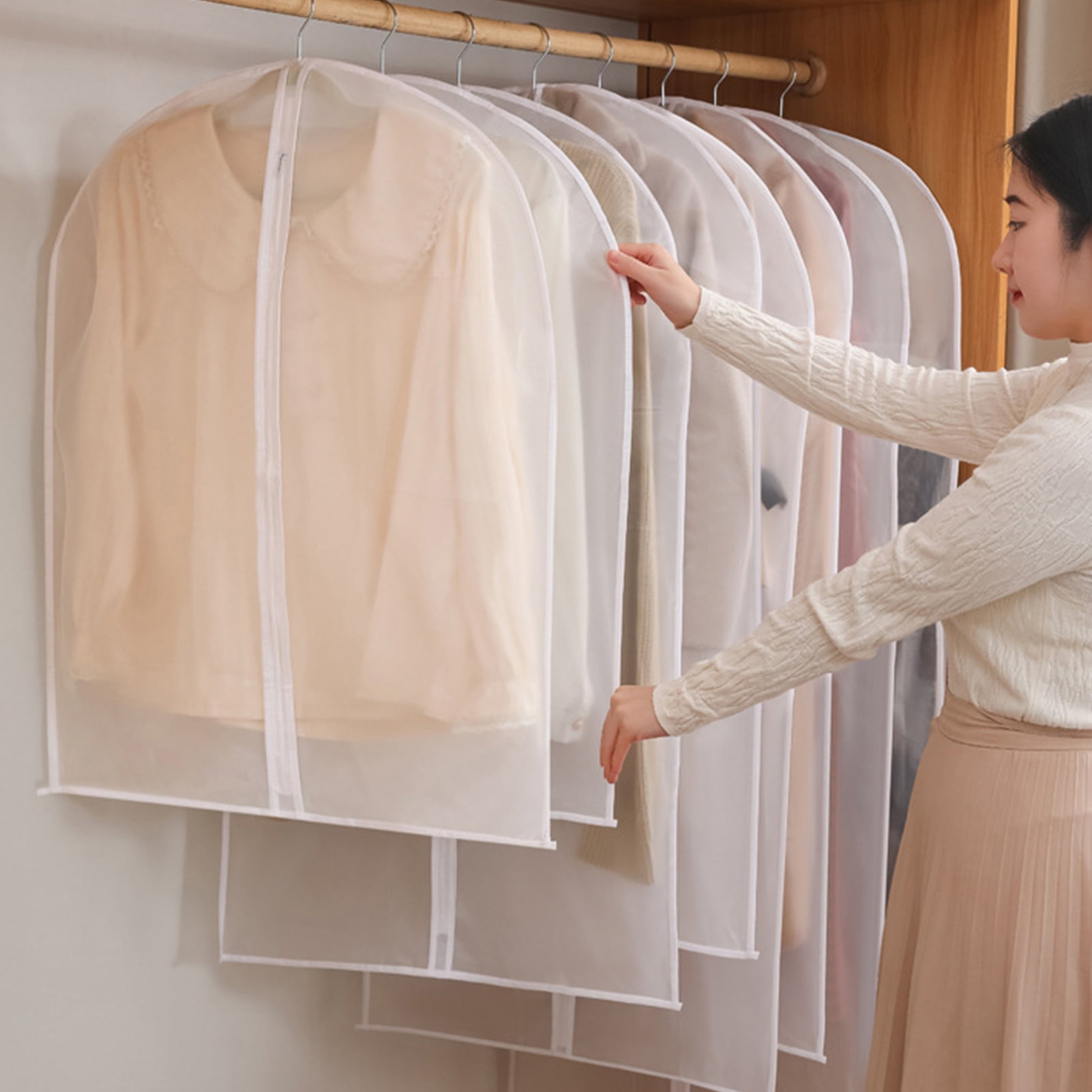 HZLXW 5Pcs Clothes Hanging Dust Covers Insect-Proof Transparent Fully ...