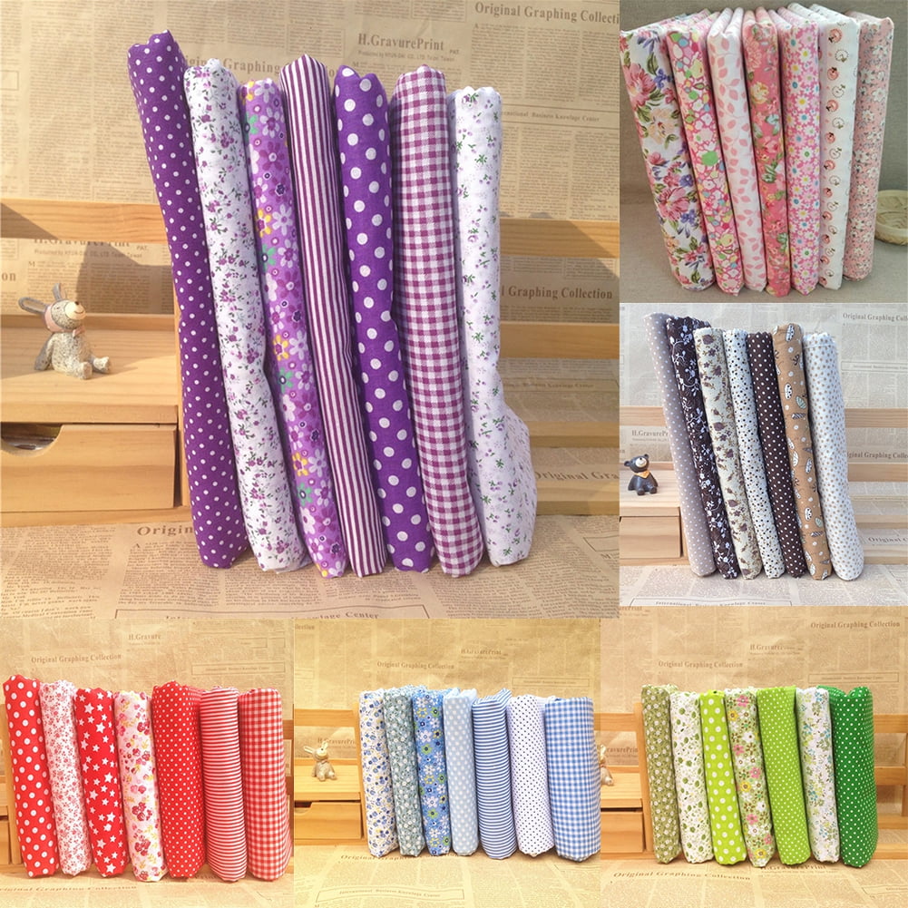 HZLXW 7Pcs 25x25cm Polka Dot Flower Cotton Fabric Cloth Sewing DIY ...