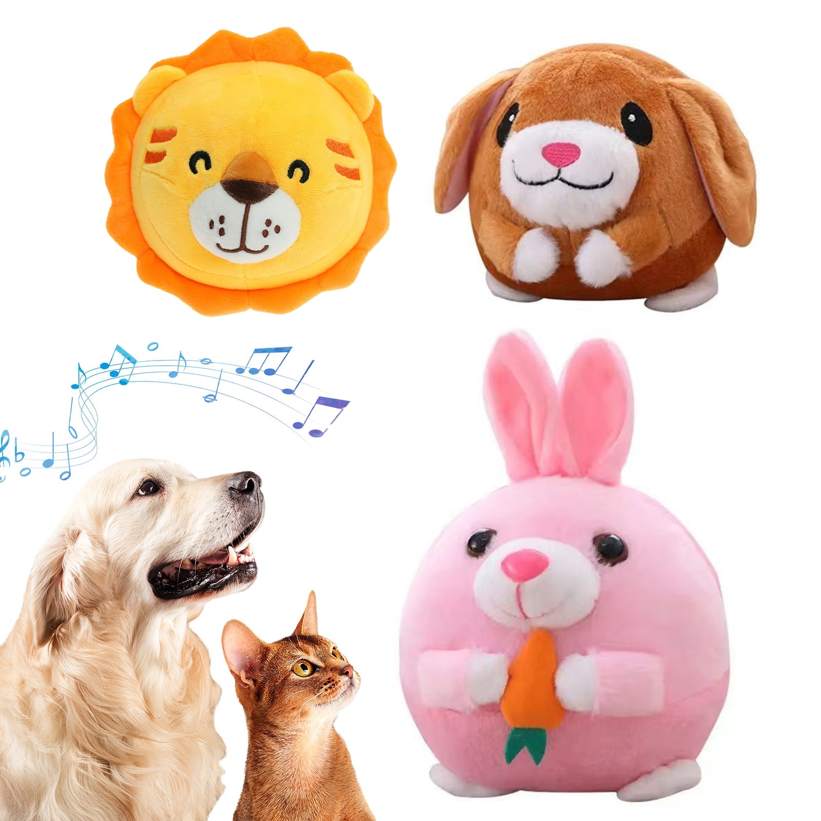 HZLXW Active Moving Pet Plush Toy Interactive Electronic Bouncing Ball ...
