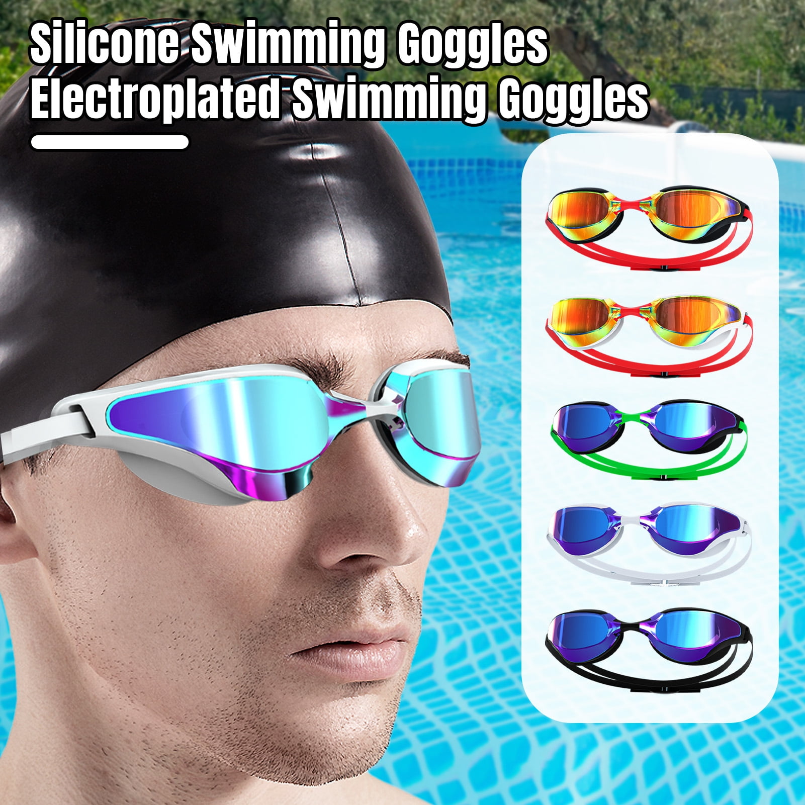 HZLXW Adults Electroplating Swim Goggles Men Women Waterproof No ...