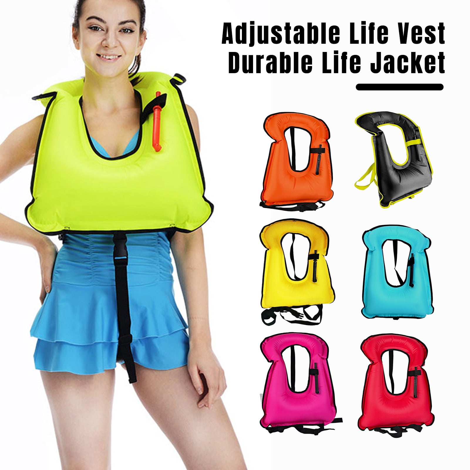 HZLXW Adults Swim Vest Inflatable Men Women Life Jacket Adjustable ...