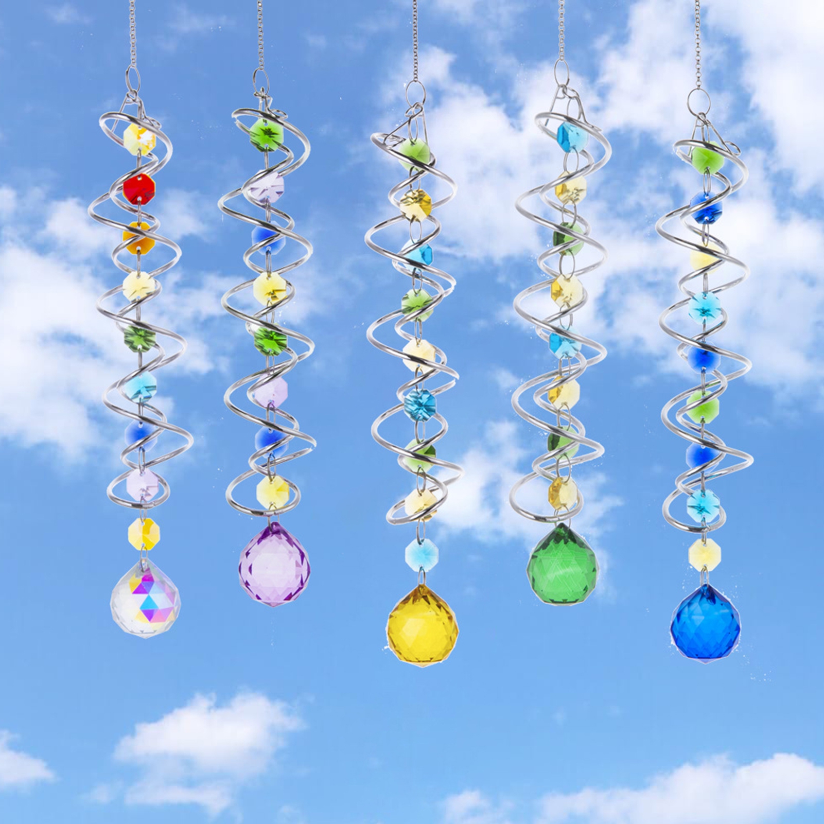 HZLXW Artificial Crystal Prism Pendant Double-Spiral Sun Catcher ...