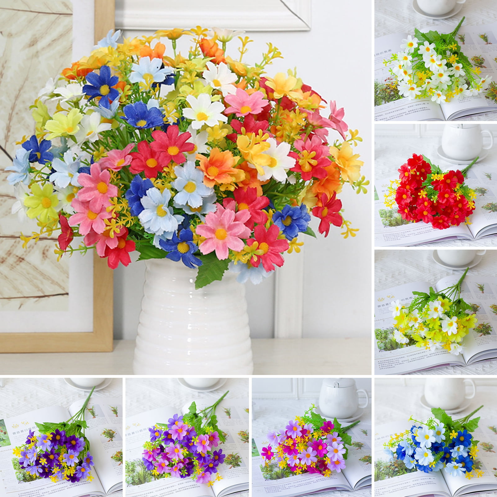HZLXW Artificial Flower Bouquet 28 Head Realistic Fake Silk Flower ...