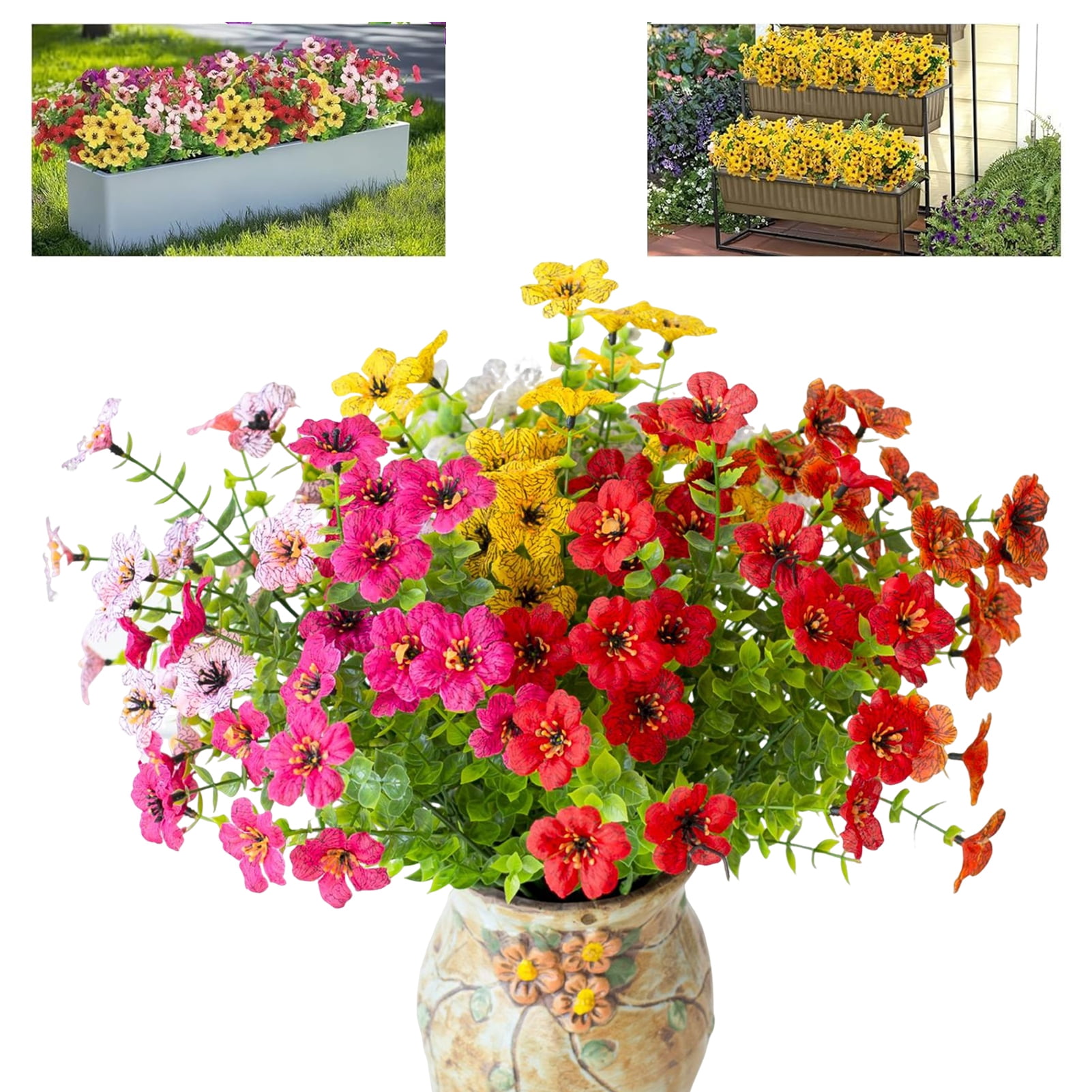 HZLXW Artificial Flowers for Outdoors UV Resistant Realistic Faux ...