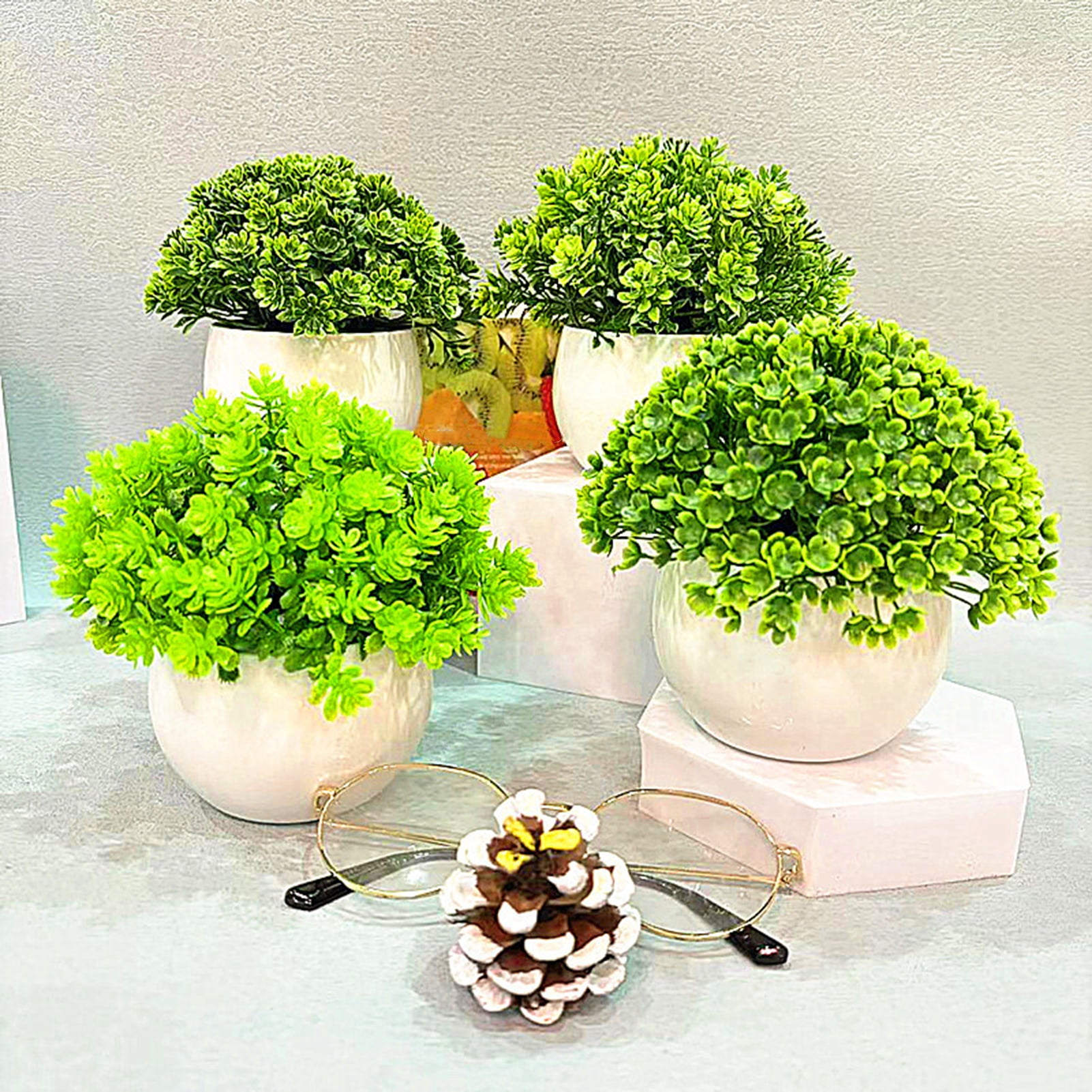 HZLXW Artificial Potted Plants Realistic Fake Green Plants Ball ...