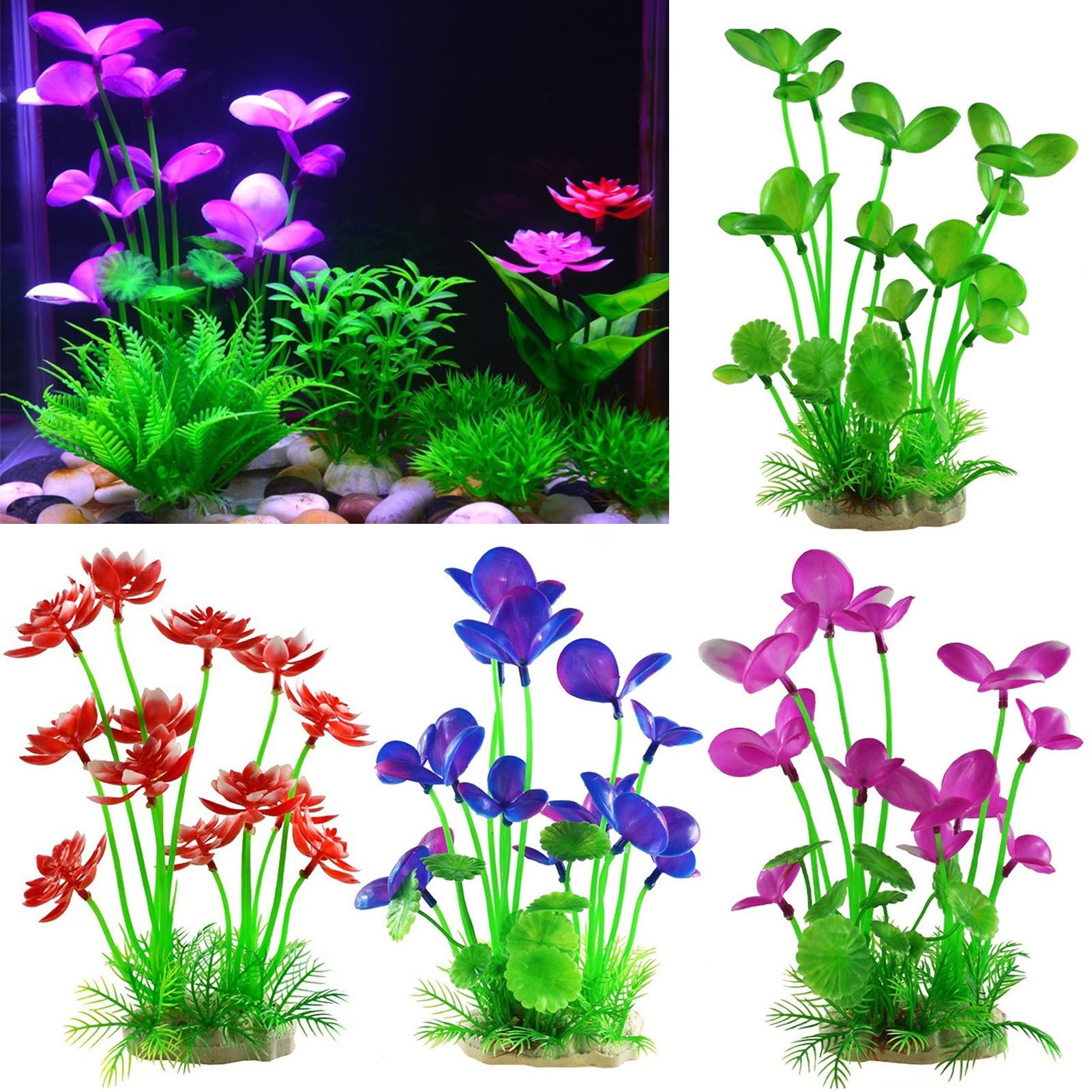 HZLXW Artificial Water Plants with Sturdy Base Realistic Looking Eco ...