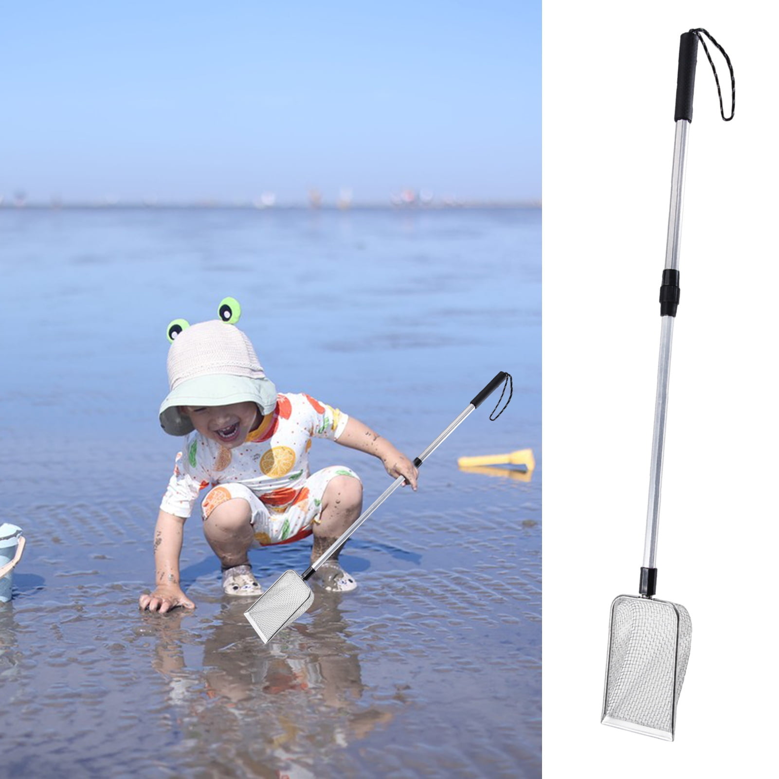 HZLXW Beach Mesh Shovel Sand Sifter Adjustable Long Handle Aluminum ...