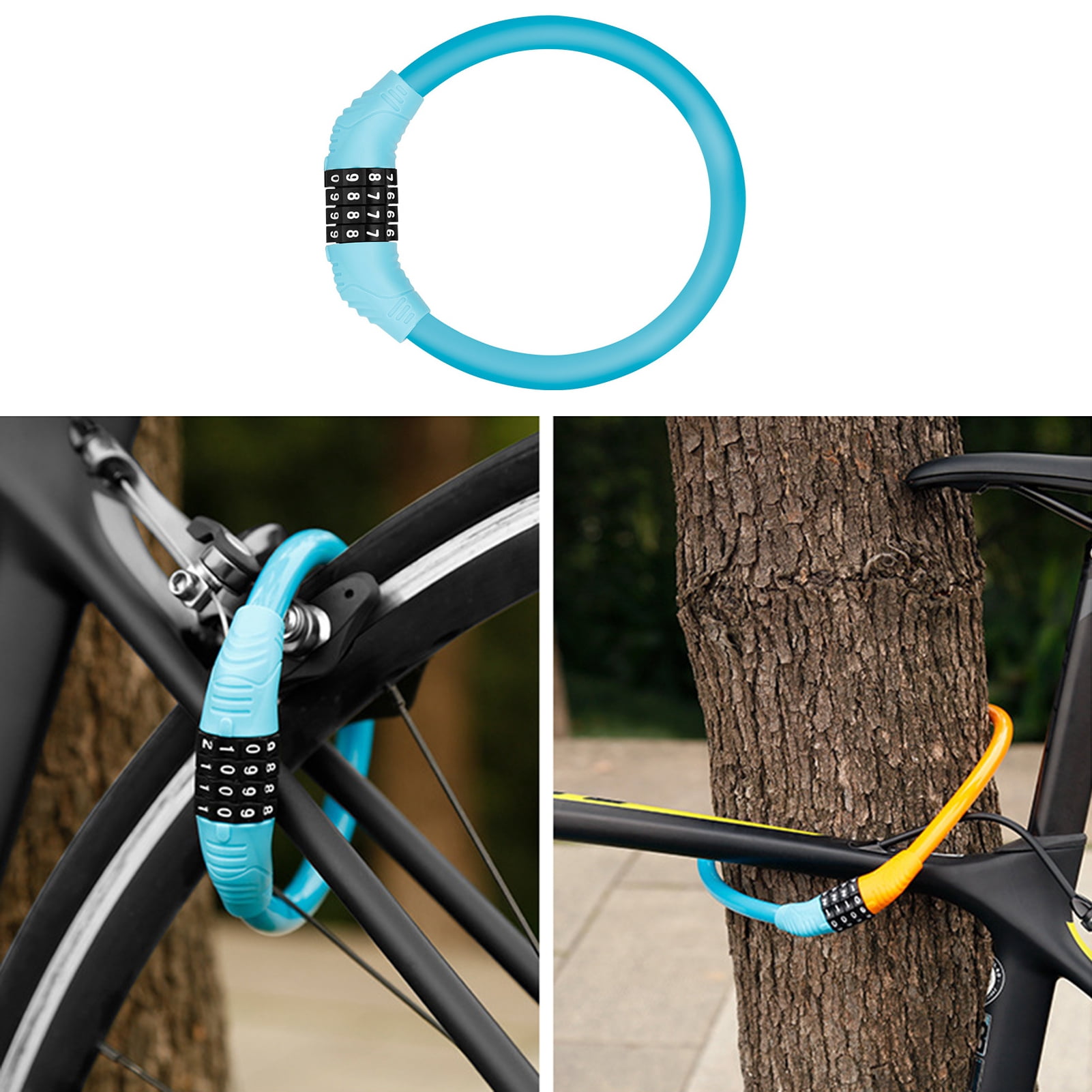 HZLXW Bicycle Anti-Theft Portable Password Safety Ring Lock for ...