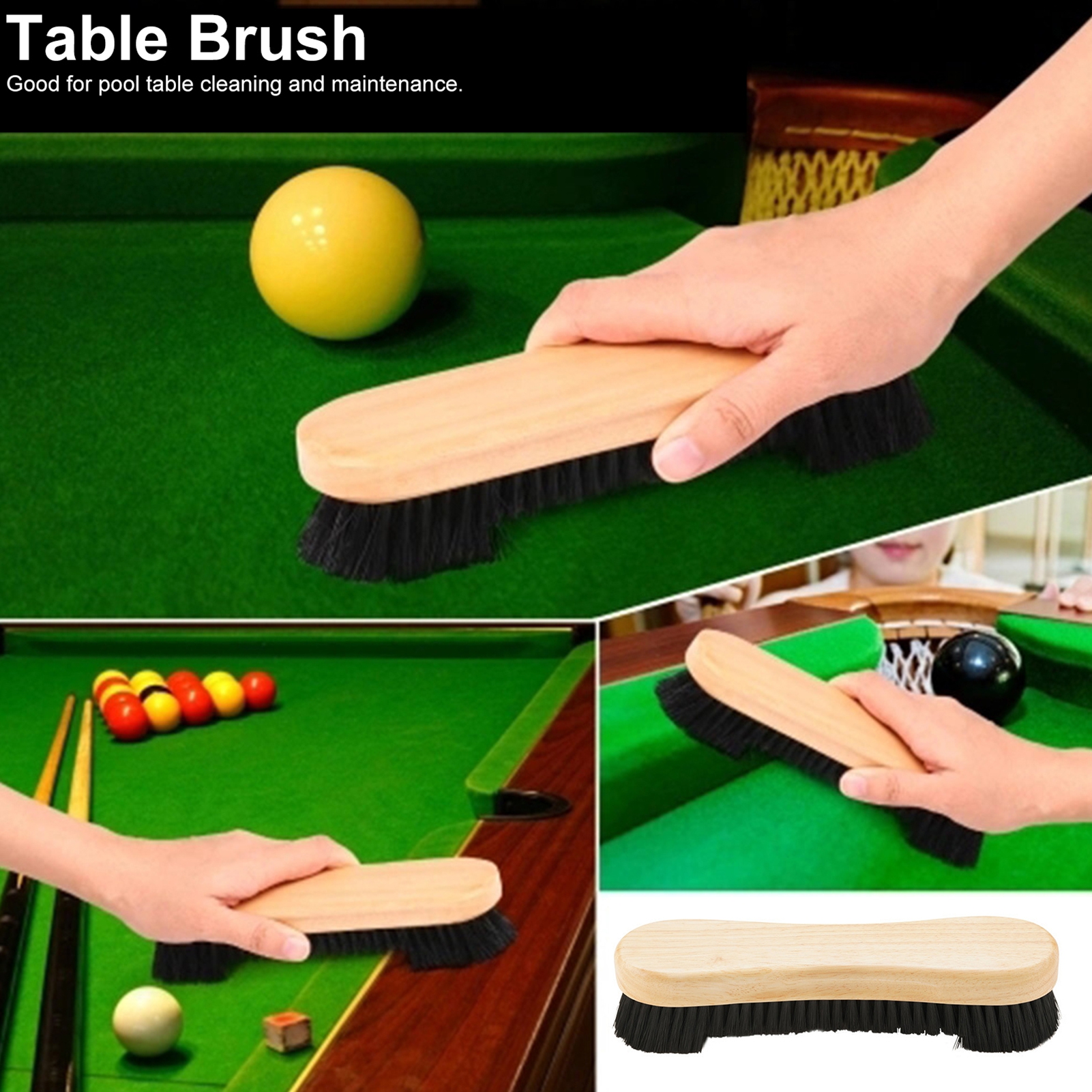 HZLXW Billiards Table Brush Nylon Bristle Pool Table Brush with Natural ...