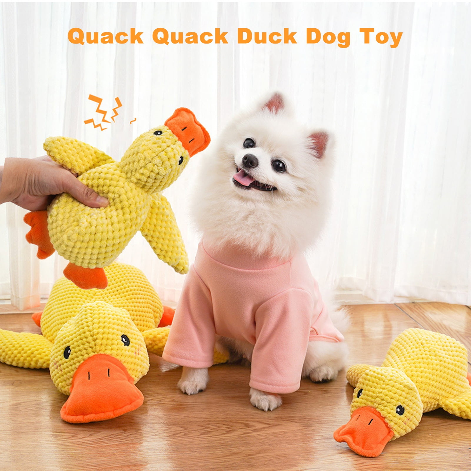 HZLXW Calming Duck Dog Toy Quack-Quack Duck Pet Toy Plush Squeaky Duck Toy Interactive Yellow ...
