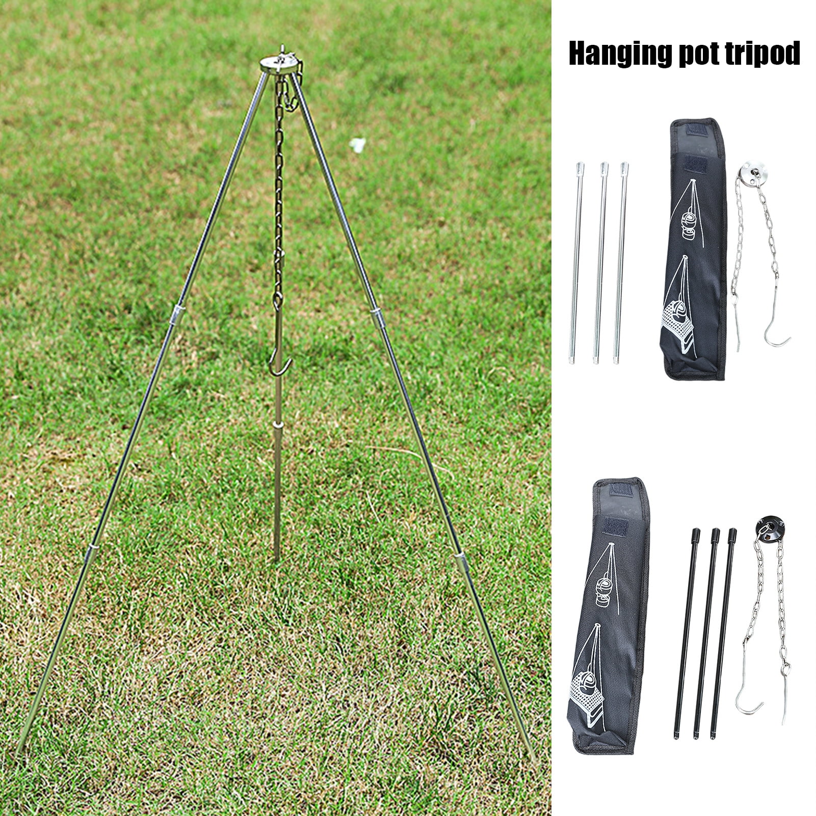 HZLXW Camping Tripod Cooking Trivet Set with Adjustable Hanging Chain ...