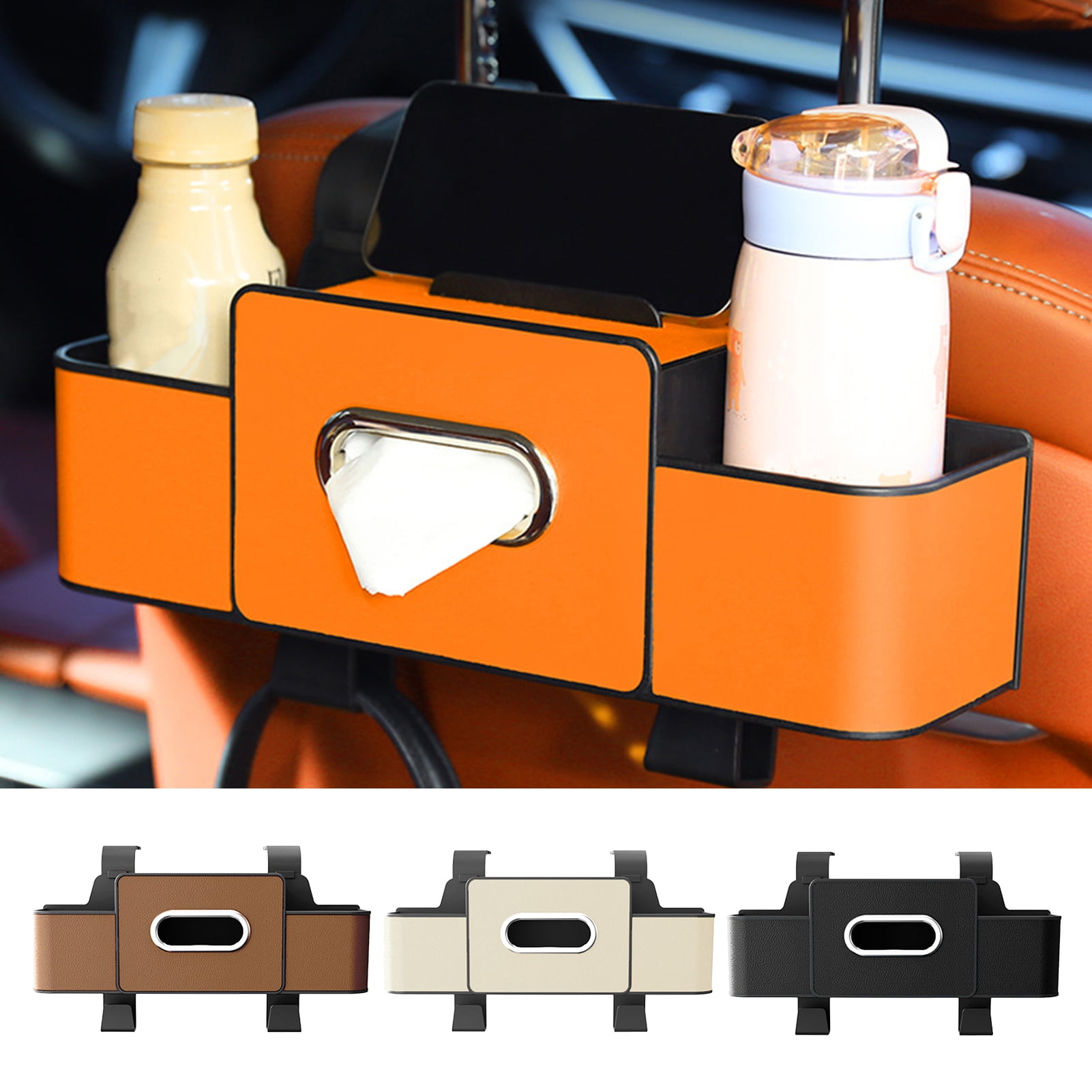 HZLXW Car Back Seat Organizer with 2 Drink Cup Holder Backseat Car ...
