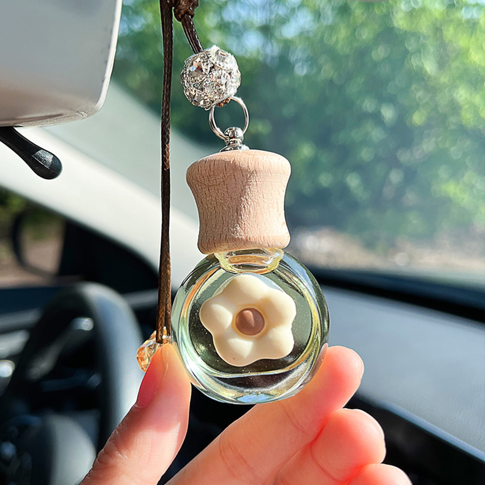 HZLXW Car Hanging Perfume Bottle with Wood Lid Rearview Mirror Hanging ...