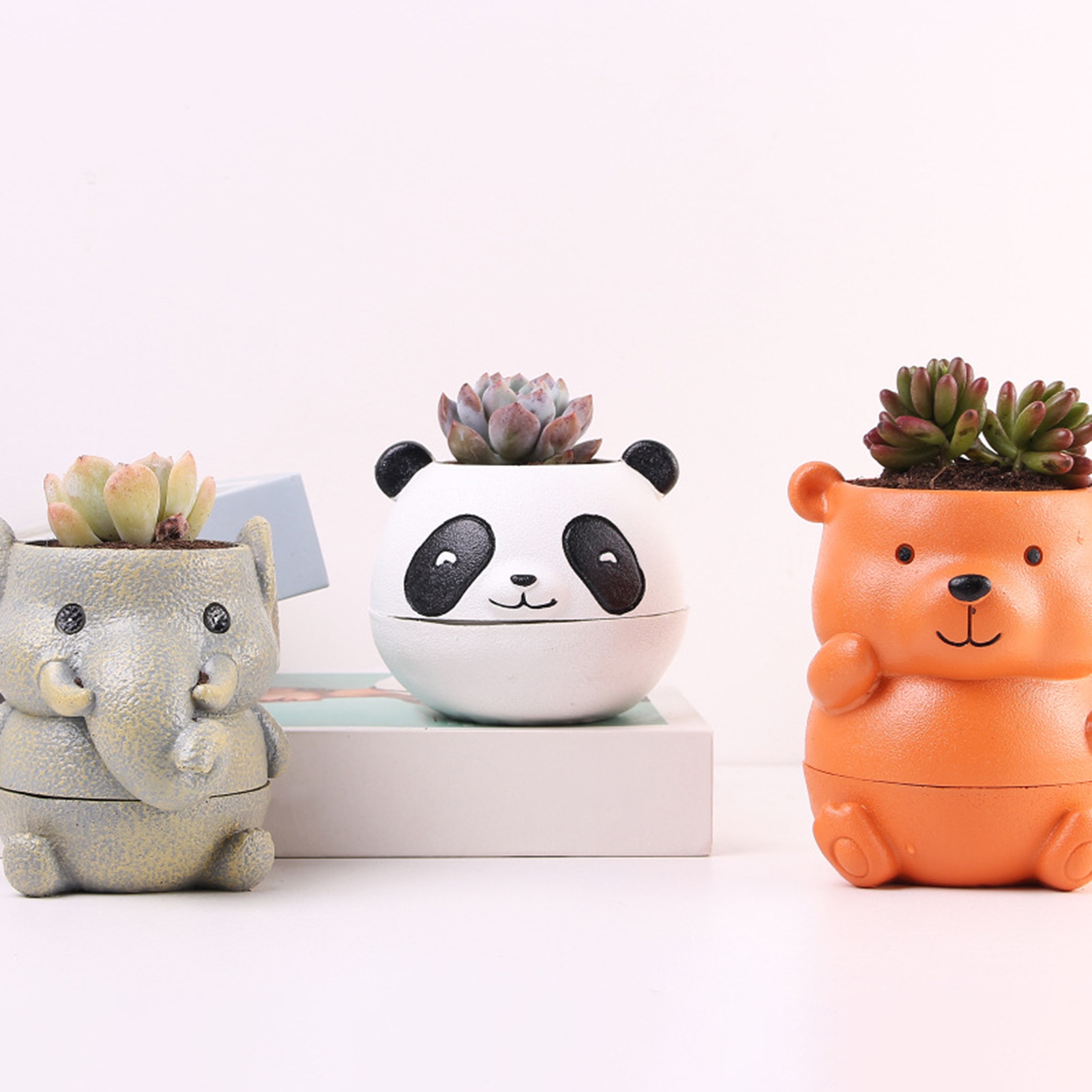 HZLXW Cartoon Animal Succulent Plants Pots with Drainage Hole Small ...