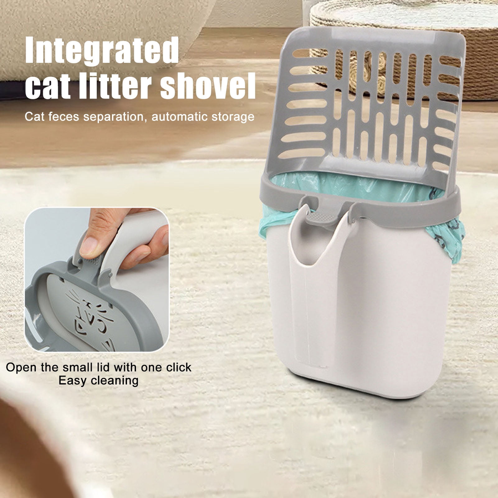 HZLXW Cat Litter Scooper with Holder Cat Litter Shovel with Integrated ...
