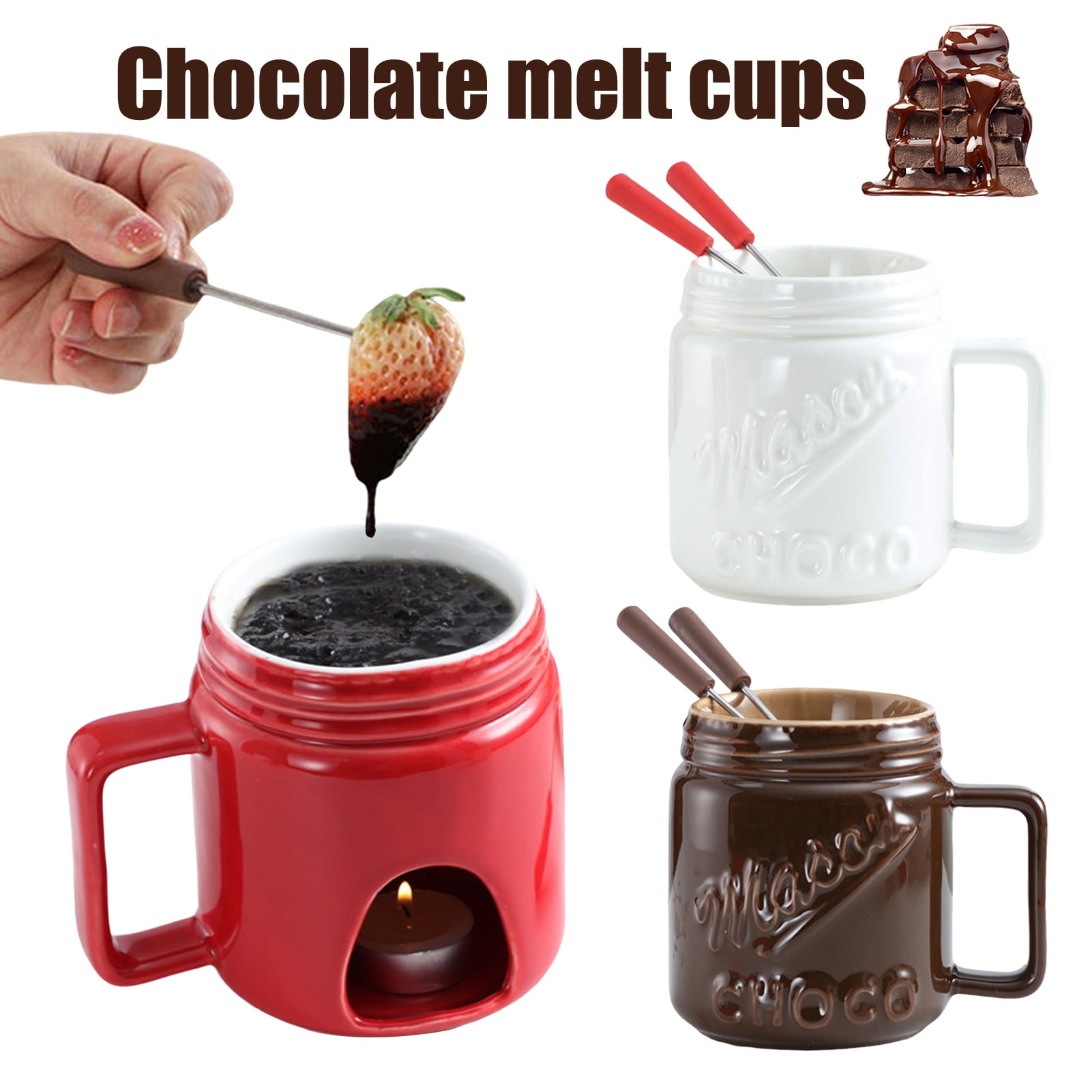 HZLXW Chocolate Fondue Mug Mini Melting Pot for Butter Ceramic ...