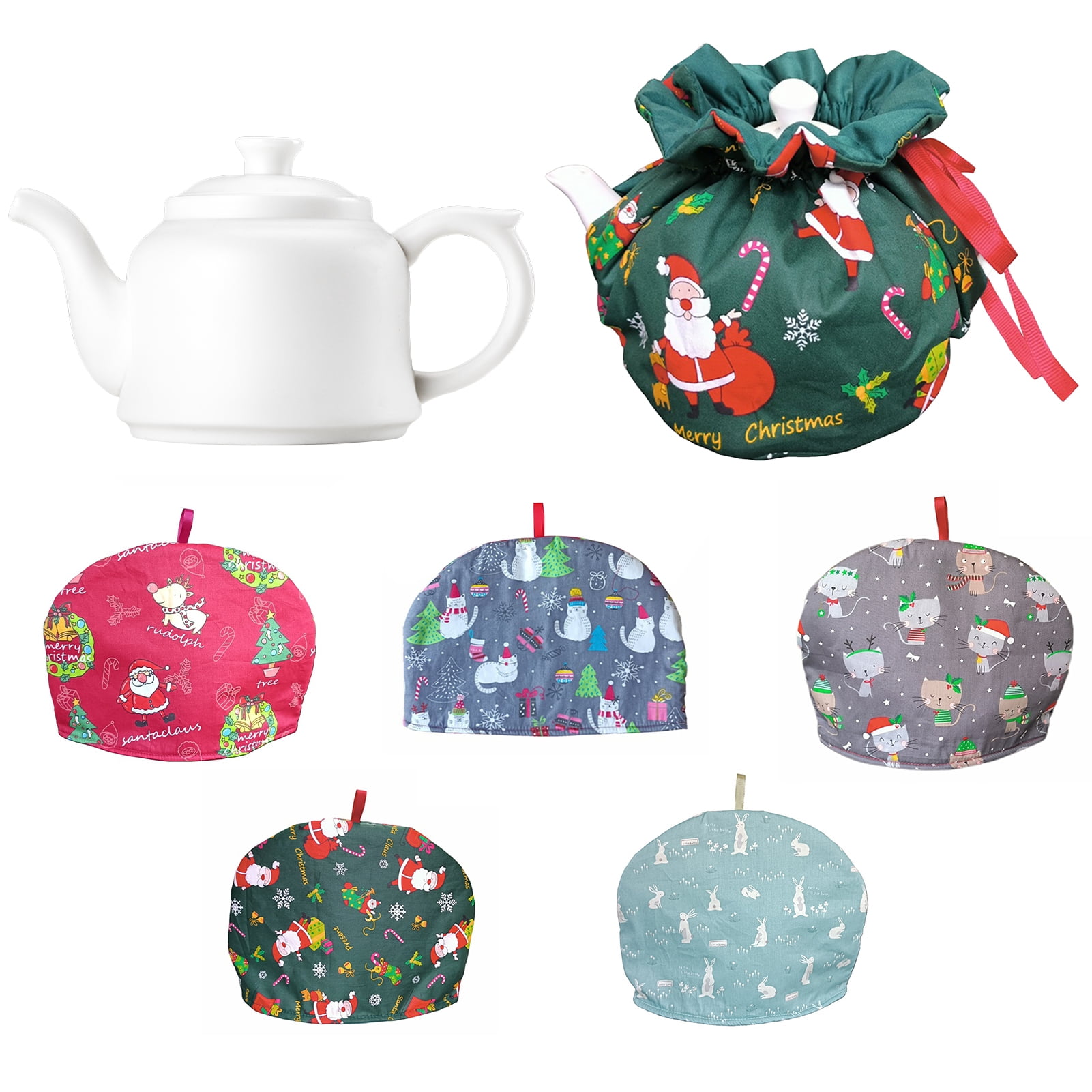HZLXW Christmas Printed Teapot Cover Tea Teapot Dustproof Storage ...