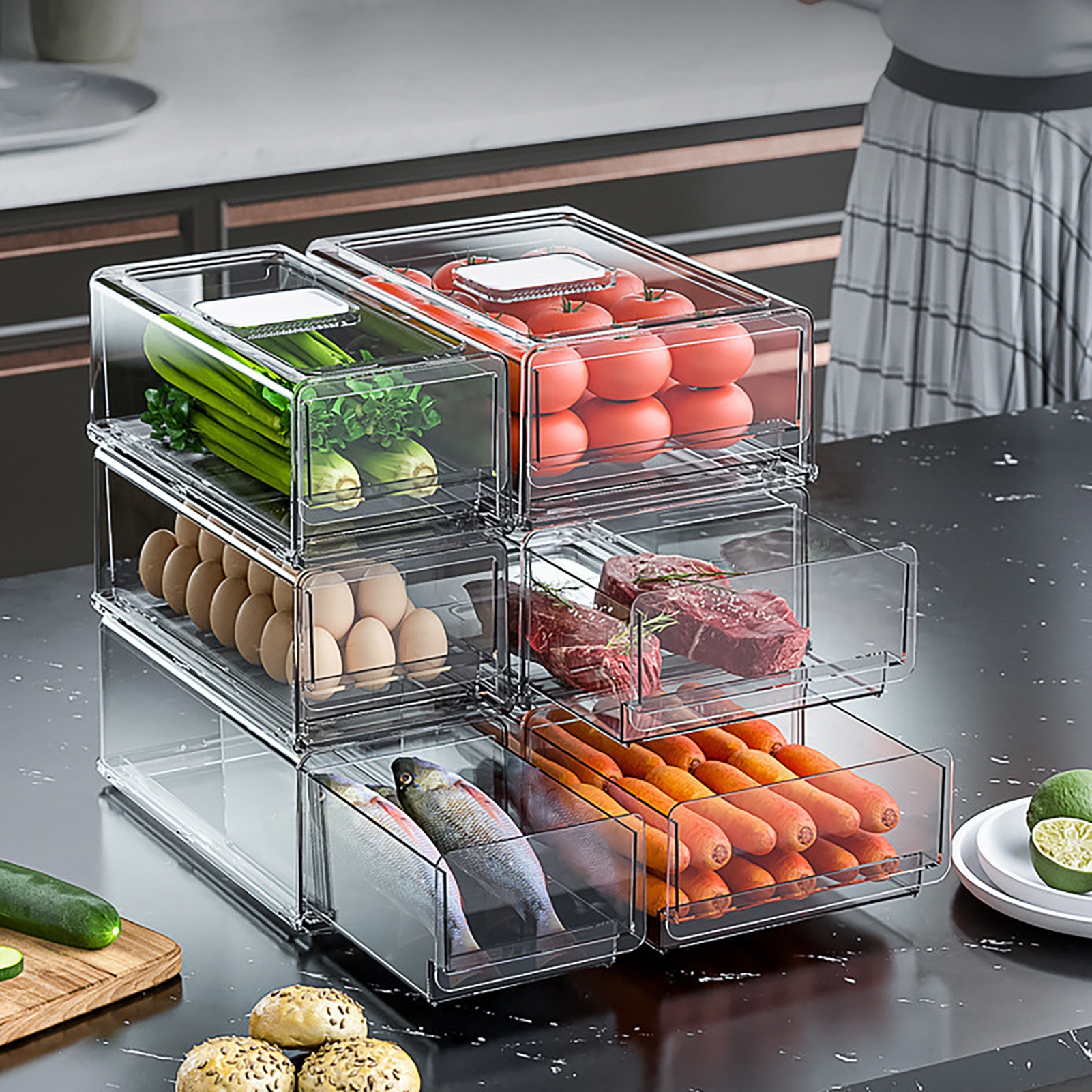 HZLXW Clear Fridge Storage Box Large Capacity Multi-Functional ...