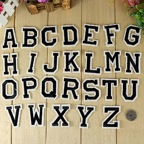 HZLXW Cloth Letter A-Z Embroidered Motif Applique Iron On Patch Sew ...