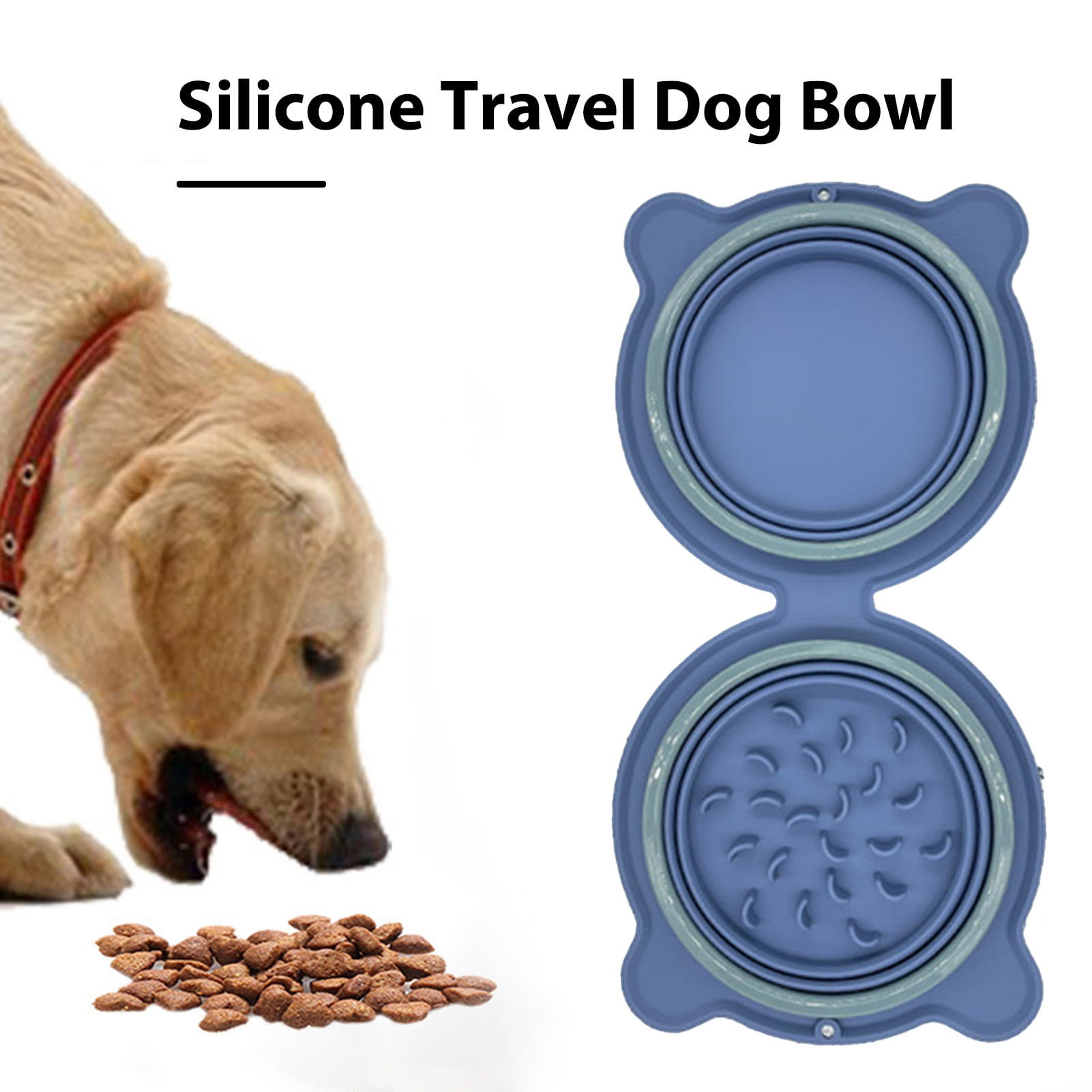 HZLXW Collapsible Dog Bowl Silicone Expandable Pet Food Water Double ...